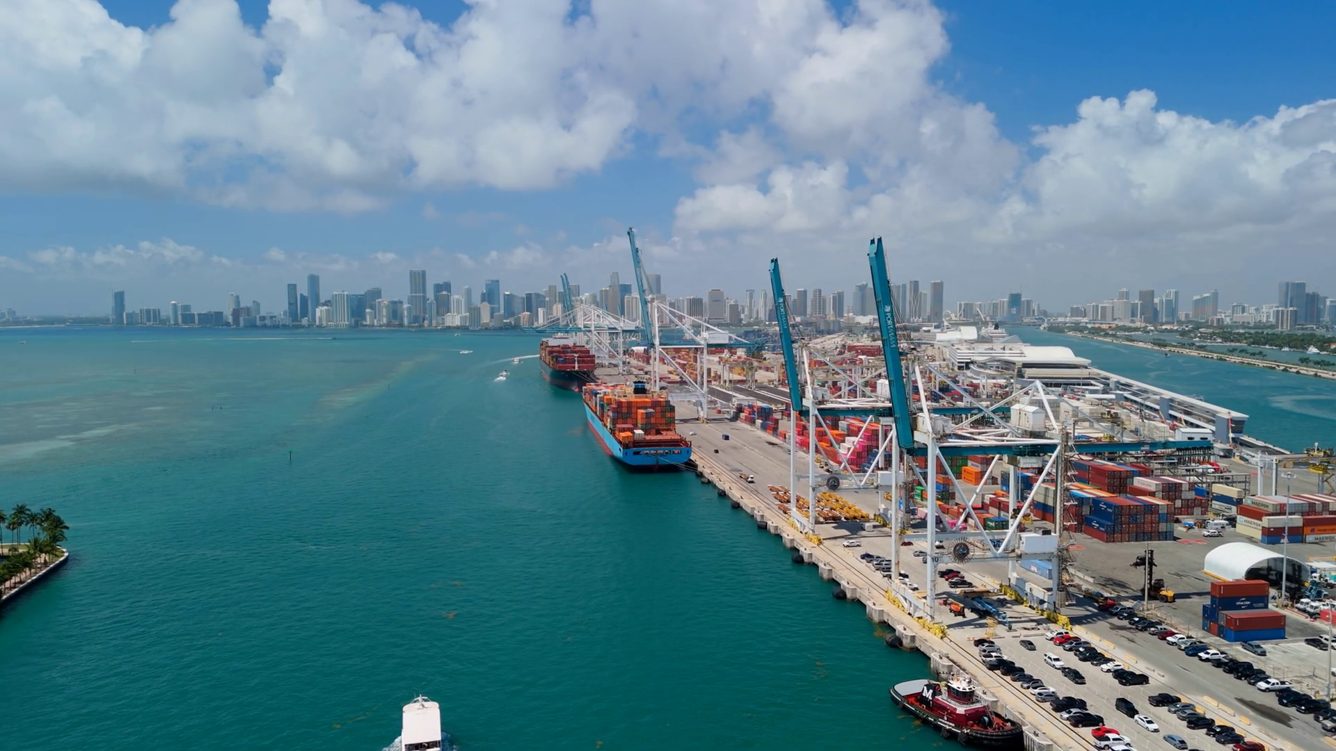 View Of Miami Cargo Port In With Cloudy Stock Footage SBV-352624223 ...