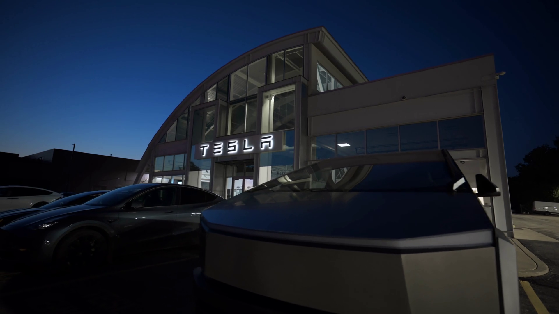 Exterior Sign Of Tesla Dealership Cybertruck Stock Footage SBV ...