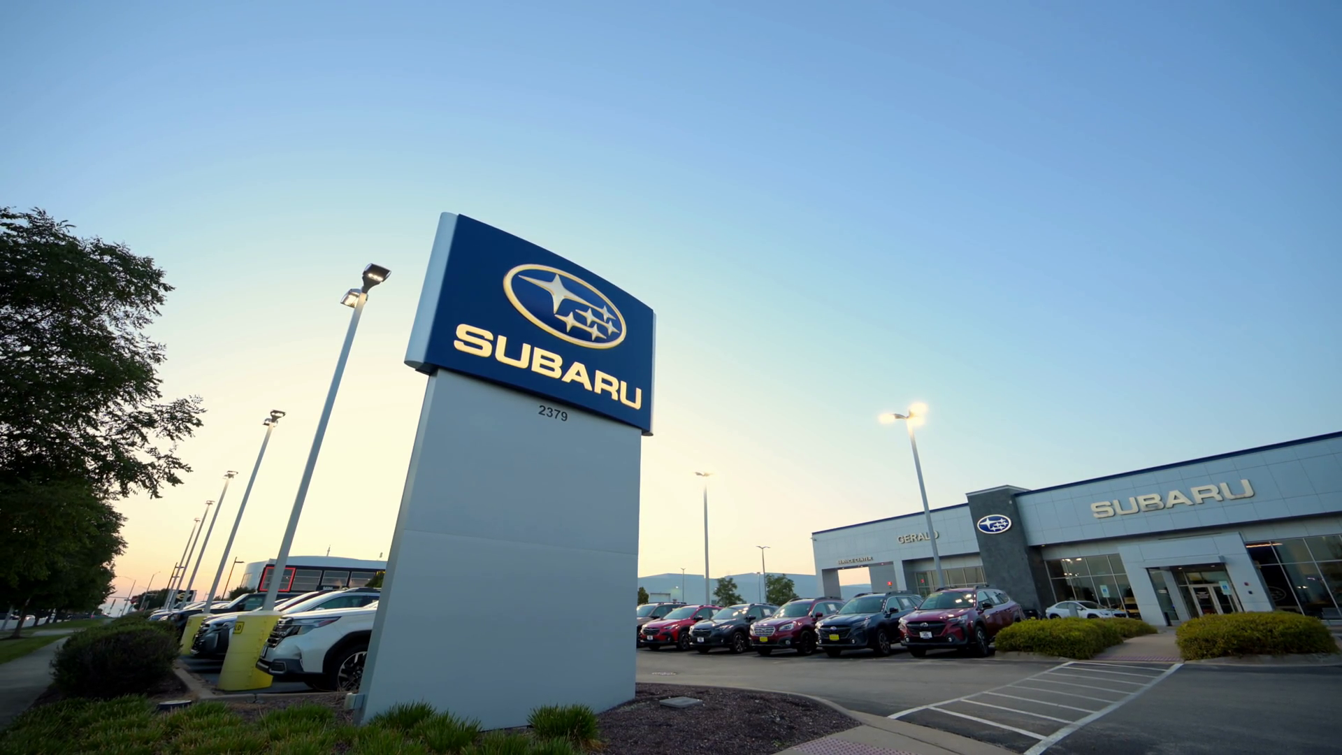 Illuminated Sign Post Of Subaru Dealership Stock Footage SBV-352888035 ...