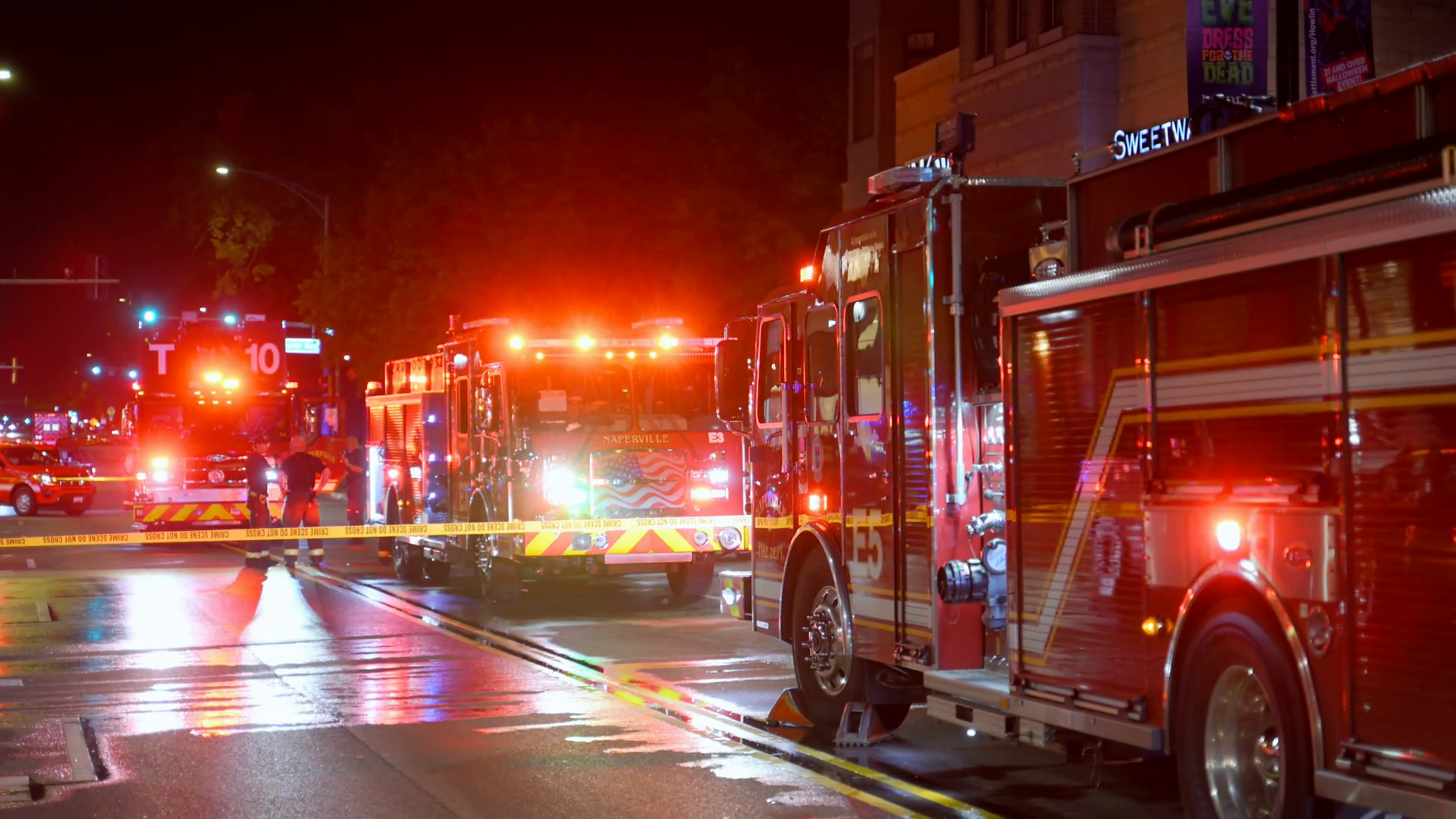 Firetrucks Parked At Street With Blurred Stock Footage SBV-353094636 ...