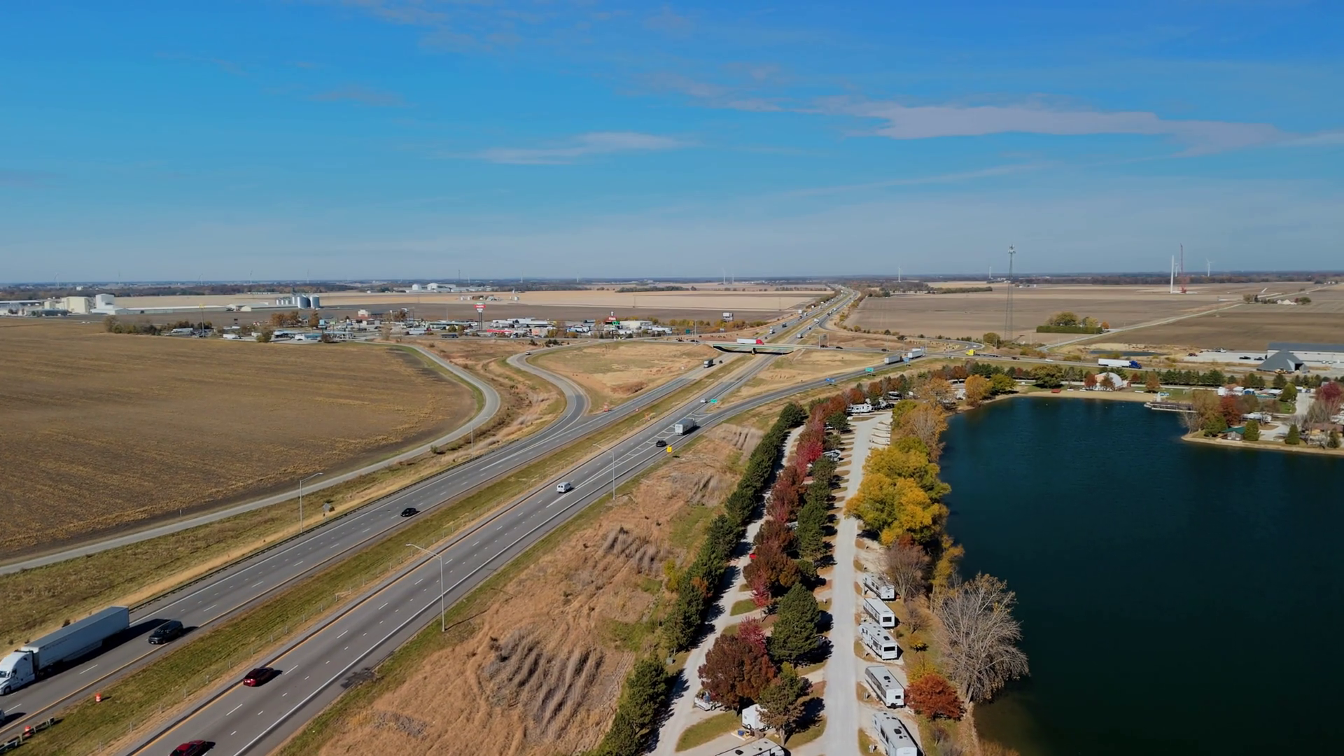 Aerial View Of Rv Campground Lined Along Stock Footage SBV-353233354 ...
