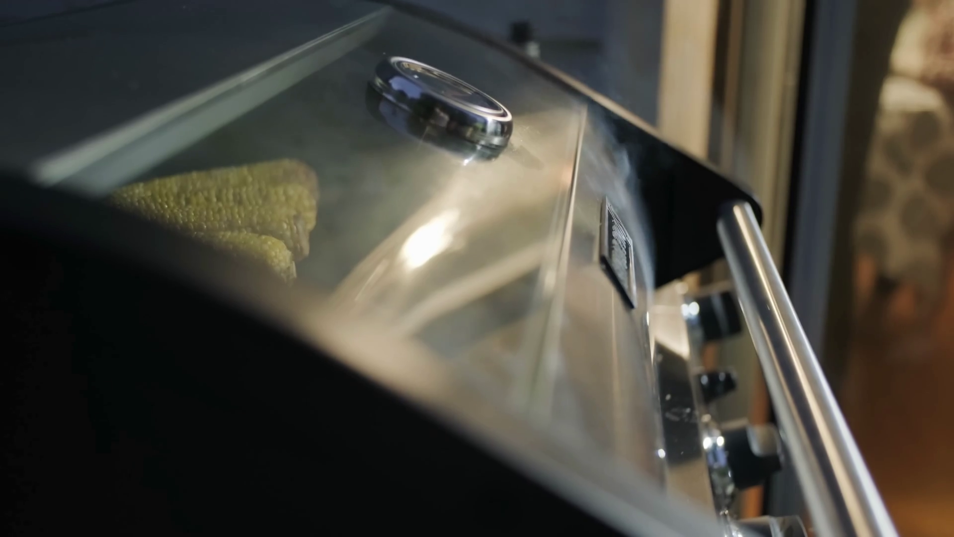 Closed Grill Smoke From Inside Close Up Stock Footage SBV-347287738 ...