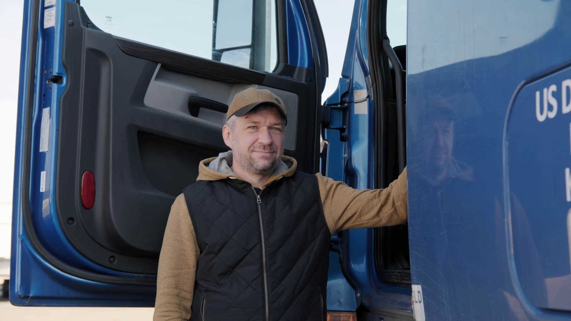 Portrait Of Truck Driver Is Standing Near Stock Footage SBV-347301441 ...