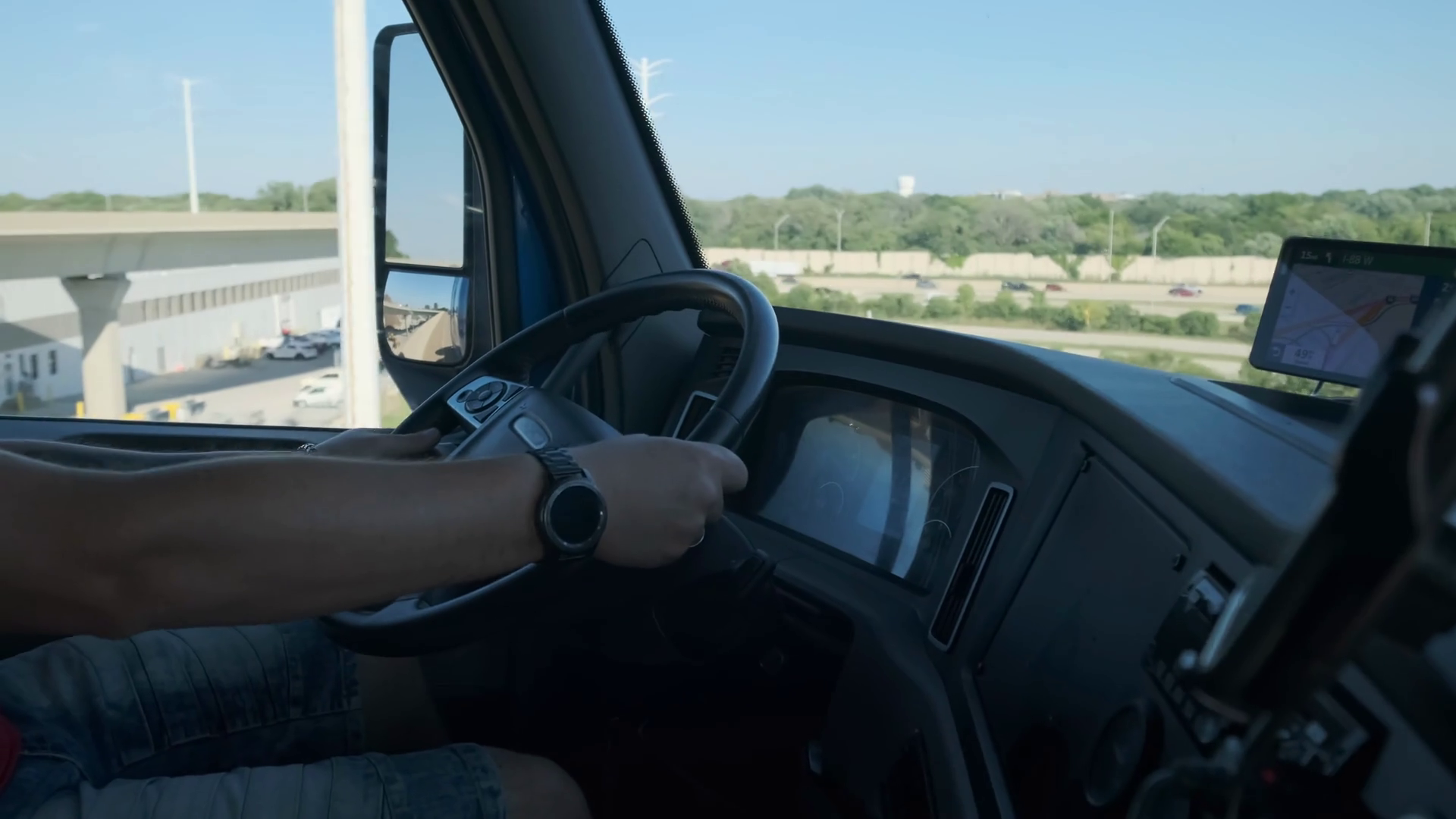 Truck Driver Rides To Destination In Cargo Stock Footage SBV-347305576 ...