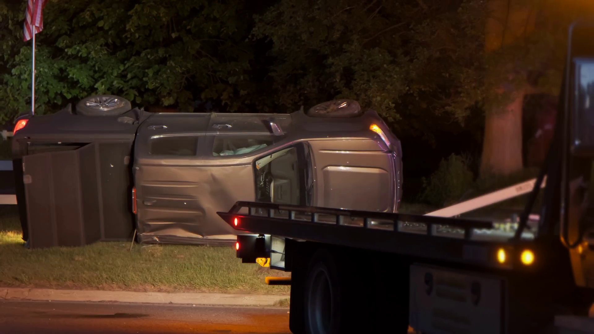 Tow Trucks Police At Car Accident Scene On Stock Footage SBV-347719834 ...