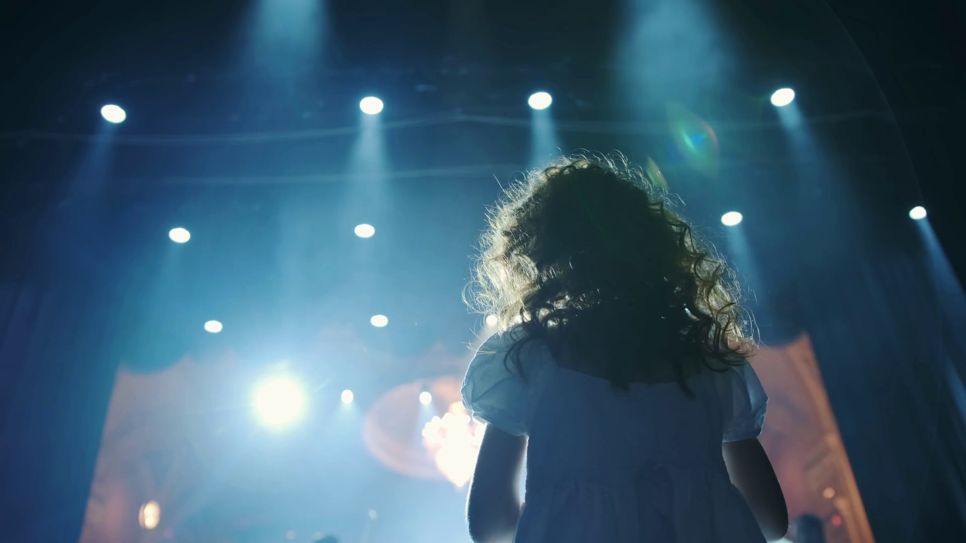Cinematic Back View Of Young Performer On Stock Footage SBV-347709878 ...