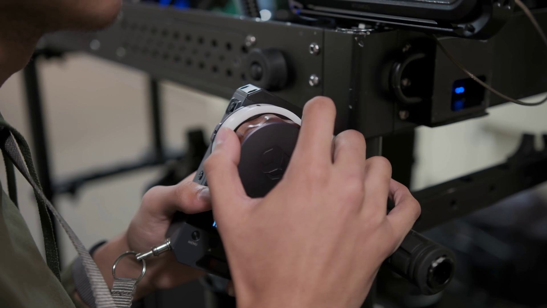 Focus Puller Hands At Work Spins Focus Wheel Stock Footage SBV ...