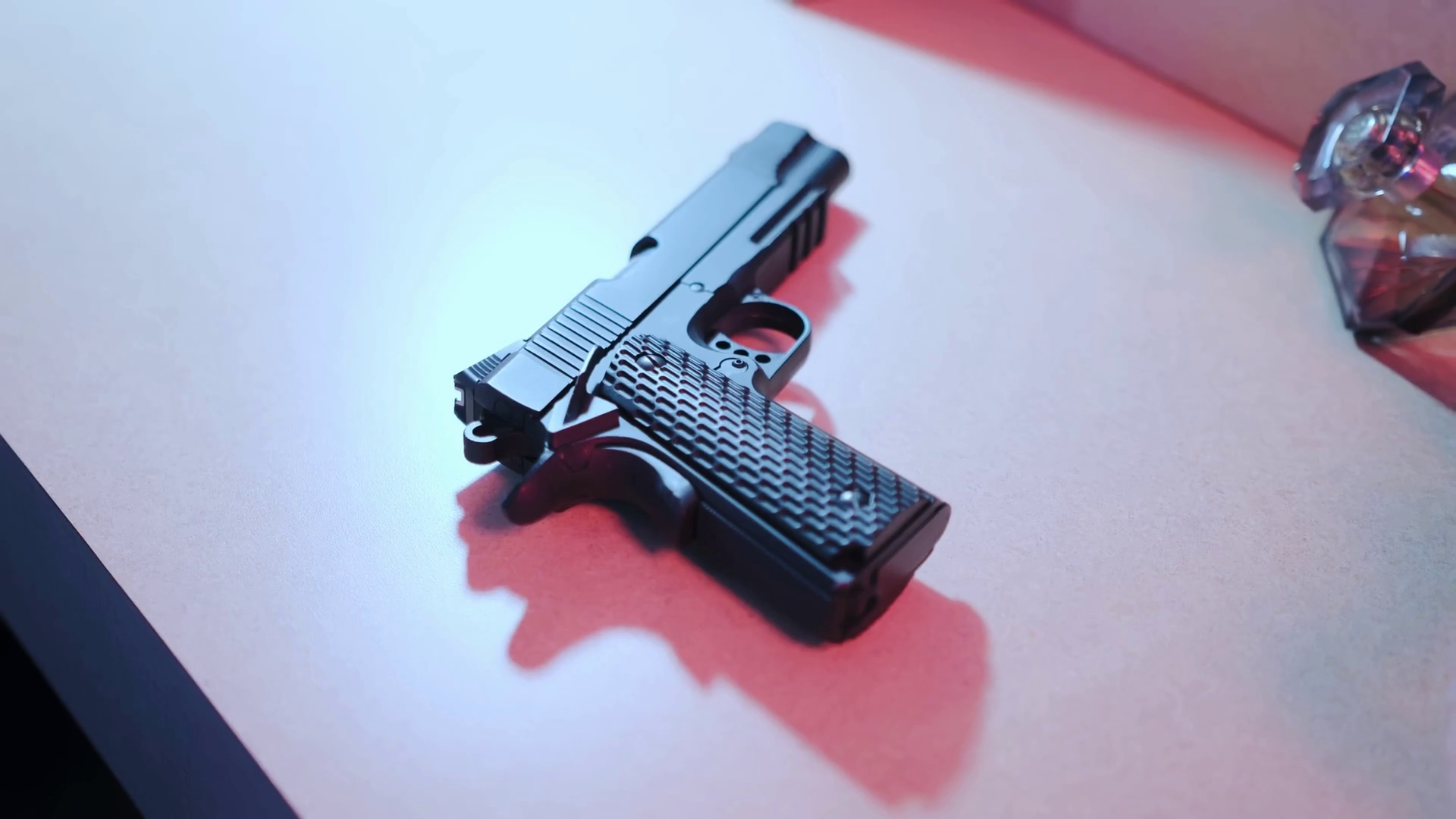 Female Hand Takes Gun From Table With Modern Stock Footage SBV ...