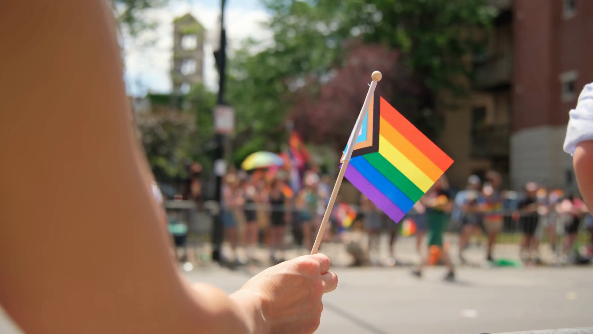 Hand Hold Pride Flag People At Pride Parade Stock Footage SBV-348515438 ...