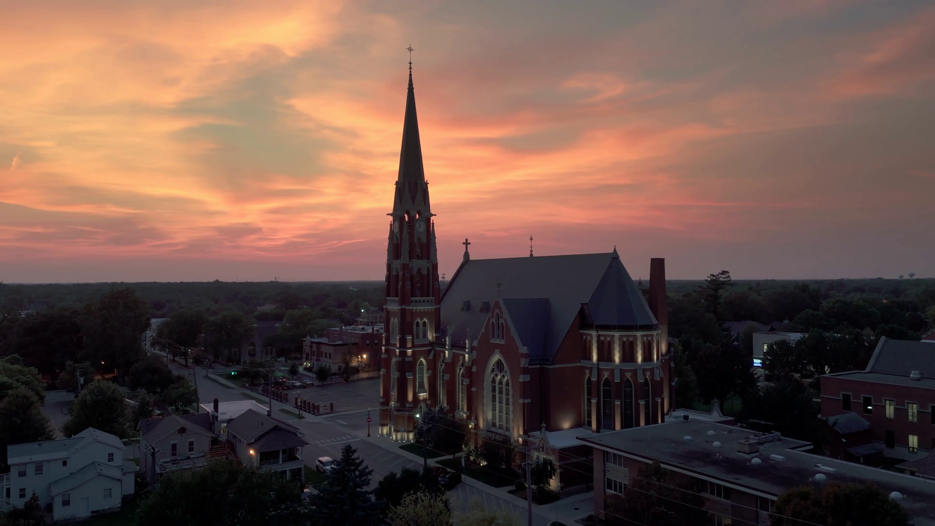 A Large Catholic Church In Suburbs At Sunset Stock Footage SBV ...