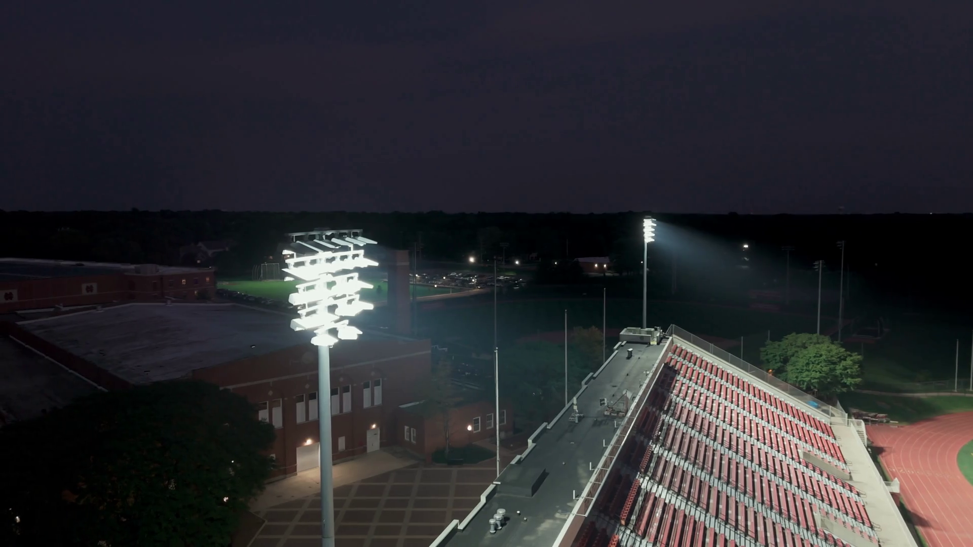 Light Tower Of Stadium Night City Wide Stock Footage SBV-348515444 ...