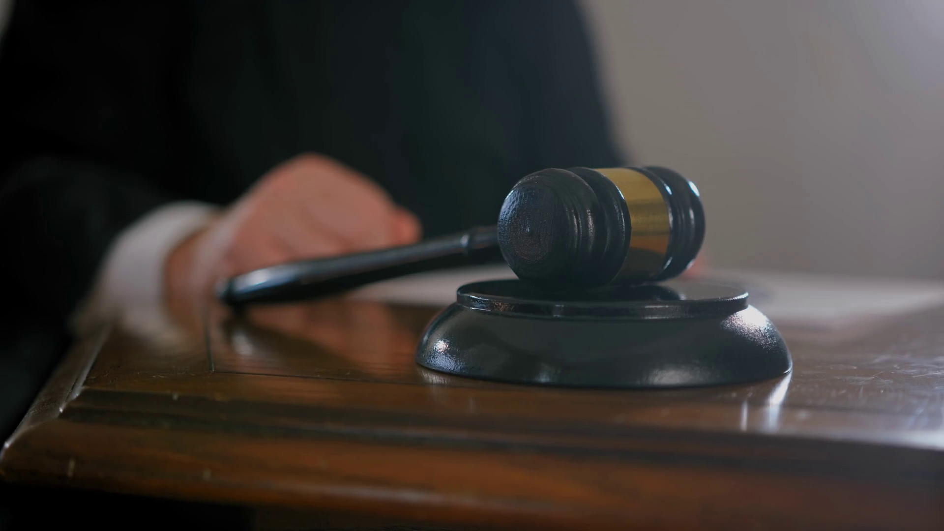 Judge Using Wooden Gavel In Courtroom Close Stock Footage SBV-348800351 ...