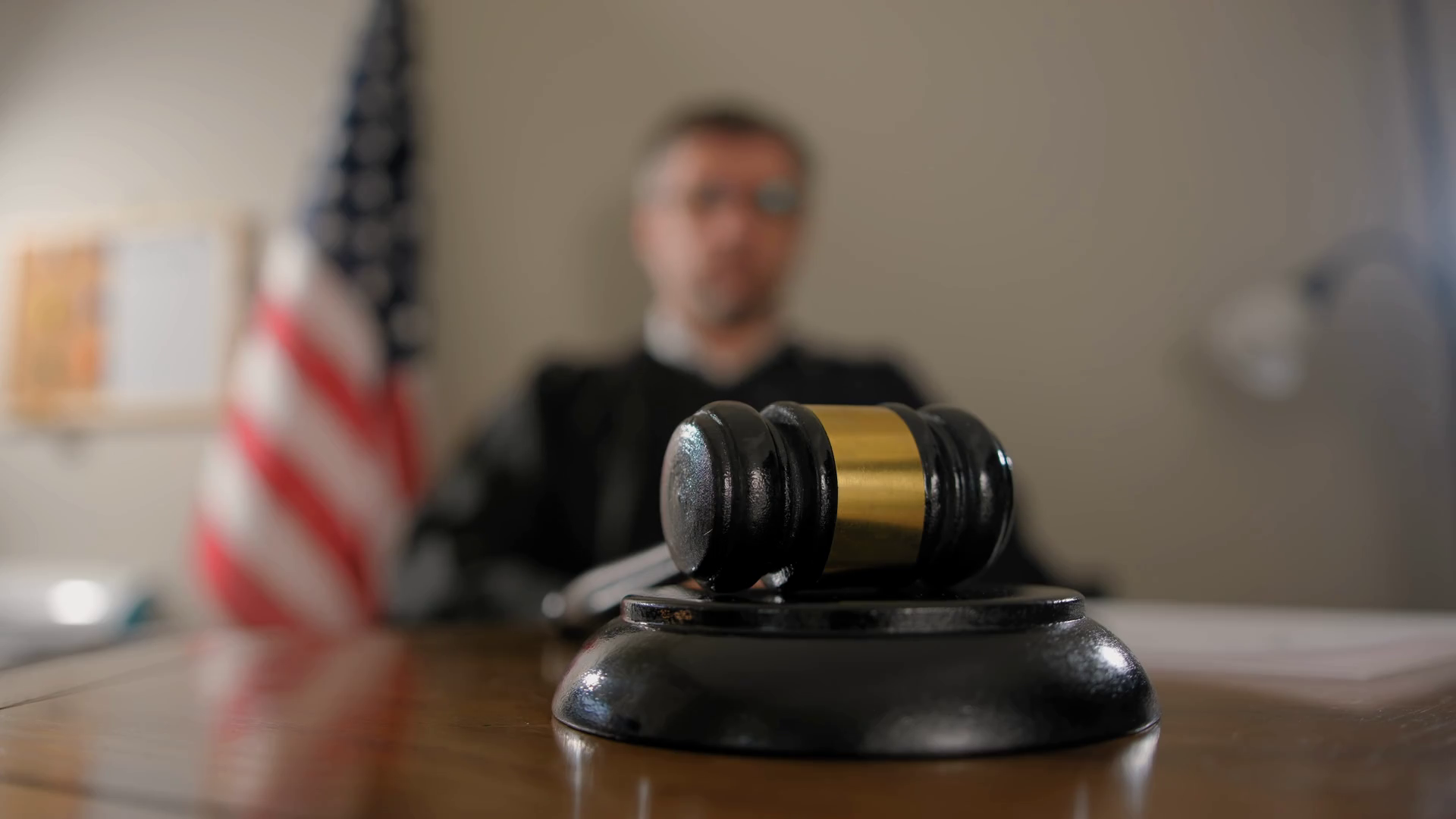 Judge Using Wooden Gavel In Courtroom With Stock Footage SBV-348800332 ...