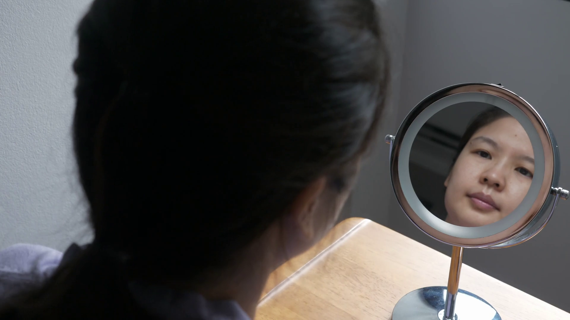 Rear View Over Shoulder Reflection Of Young Stock Footage SBV-347476930 ...