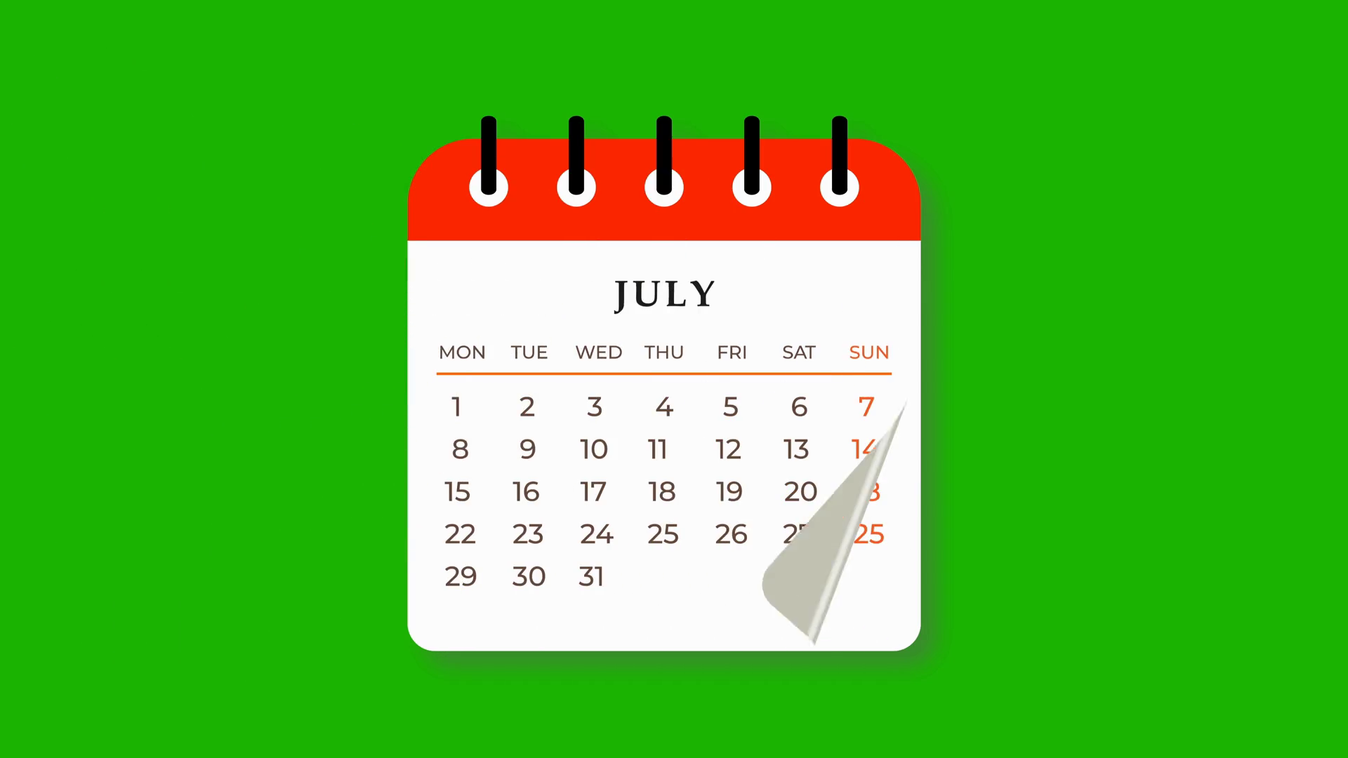 Calendar Pages Flipping Animation Montly On Stock Motion Graphics SBV ...