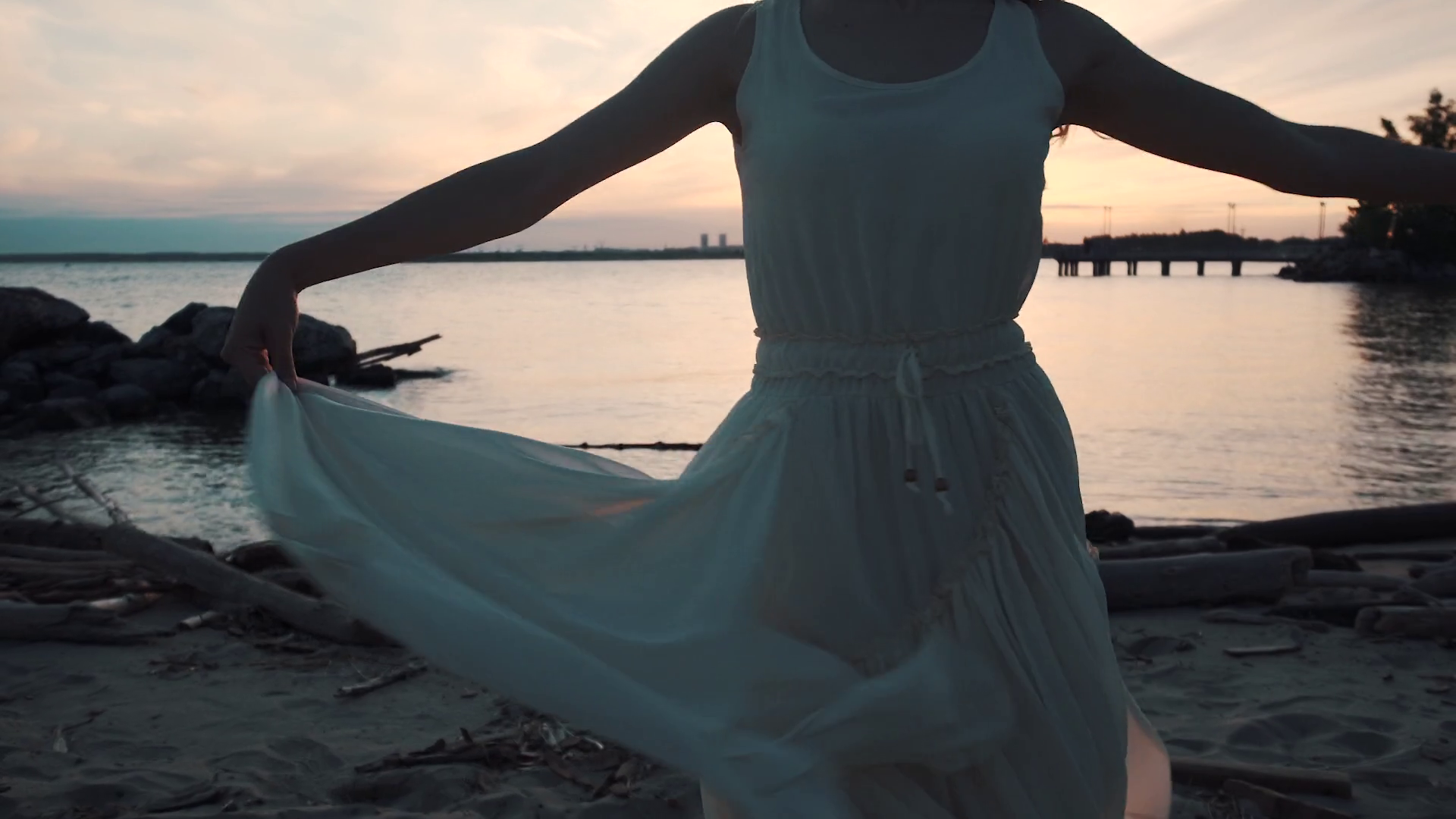 Ballerina Dancing Spinning On Sea At Sunset Stock Footage SBV-336317121 ...
