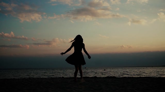 Dancing Silhouette Beach Girl Stock Footage: Royalty-Free Video Clips - Storyblocks