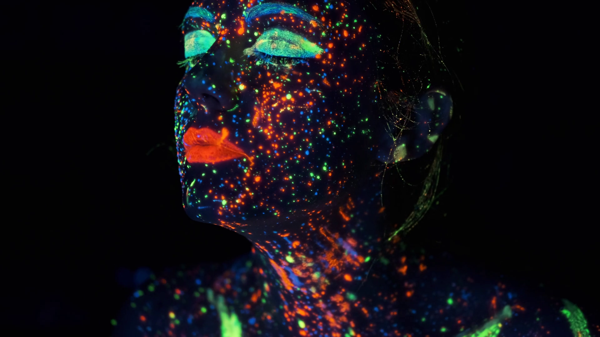 Close-up Portrait In Ultraviolet Light Face Stock Footage SBV-335133640 ...