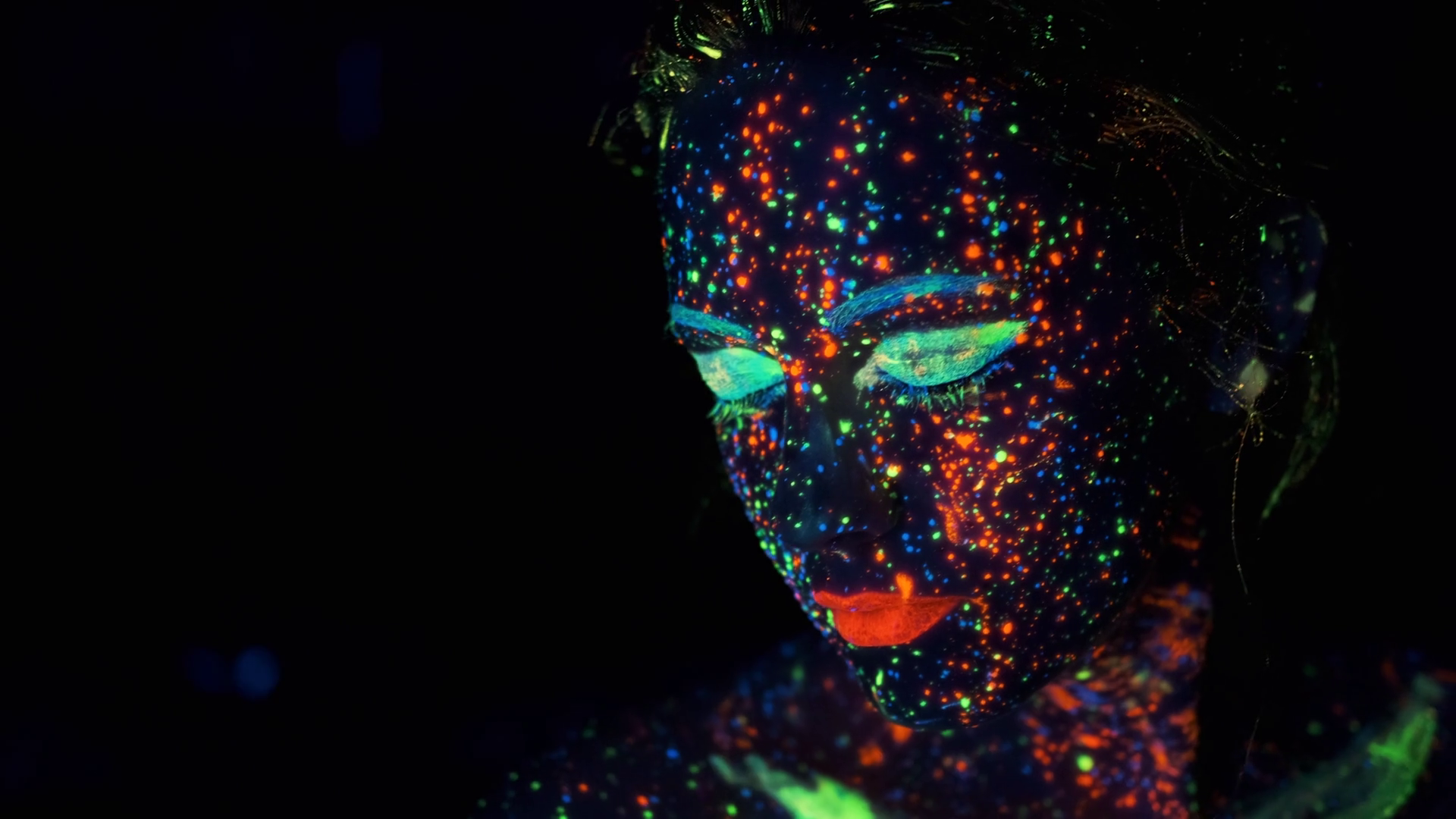 Close-up Portrait In Ultraviolet Light Face Stock Footage SBV-335133652 ...