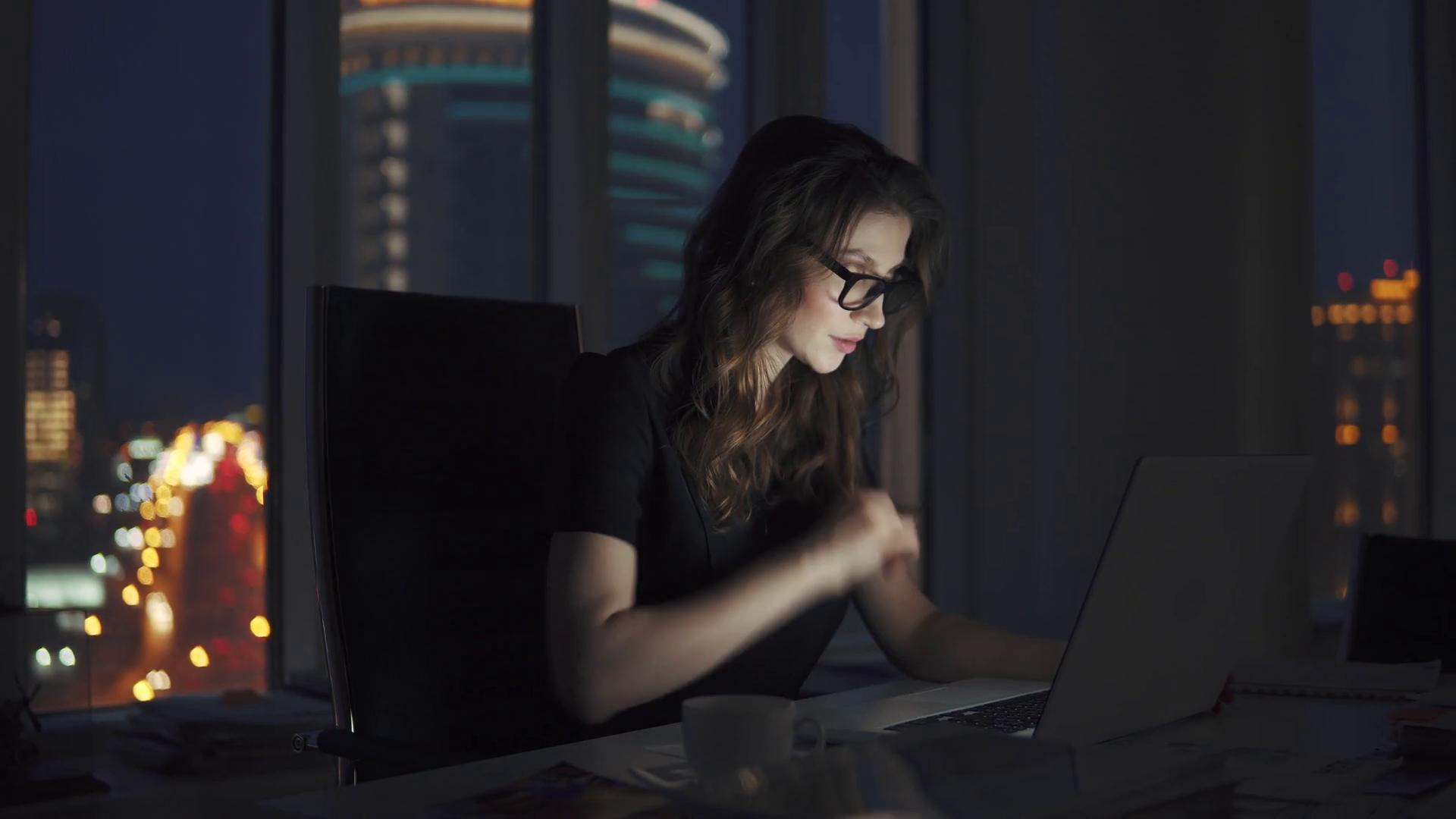 Employee Works In Office Late In Evening Stock Footage SBV-333634578 ...