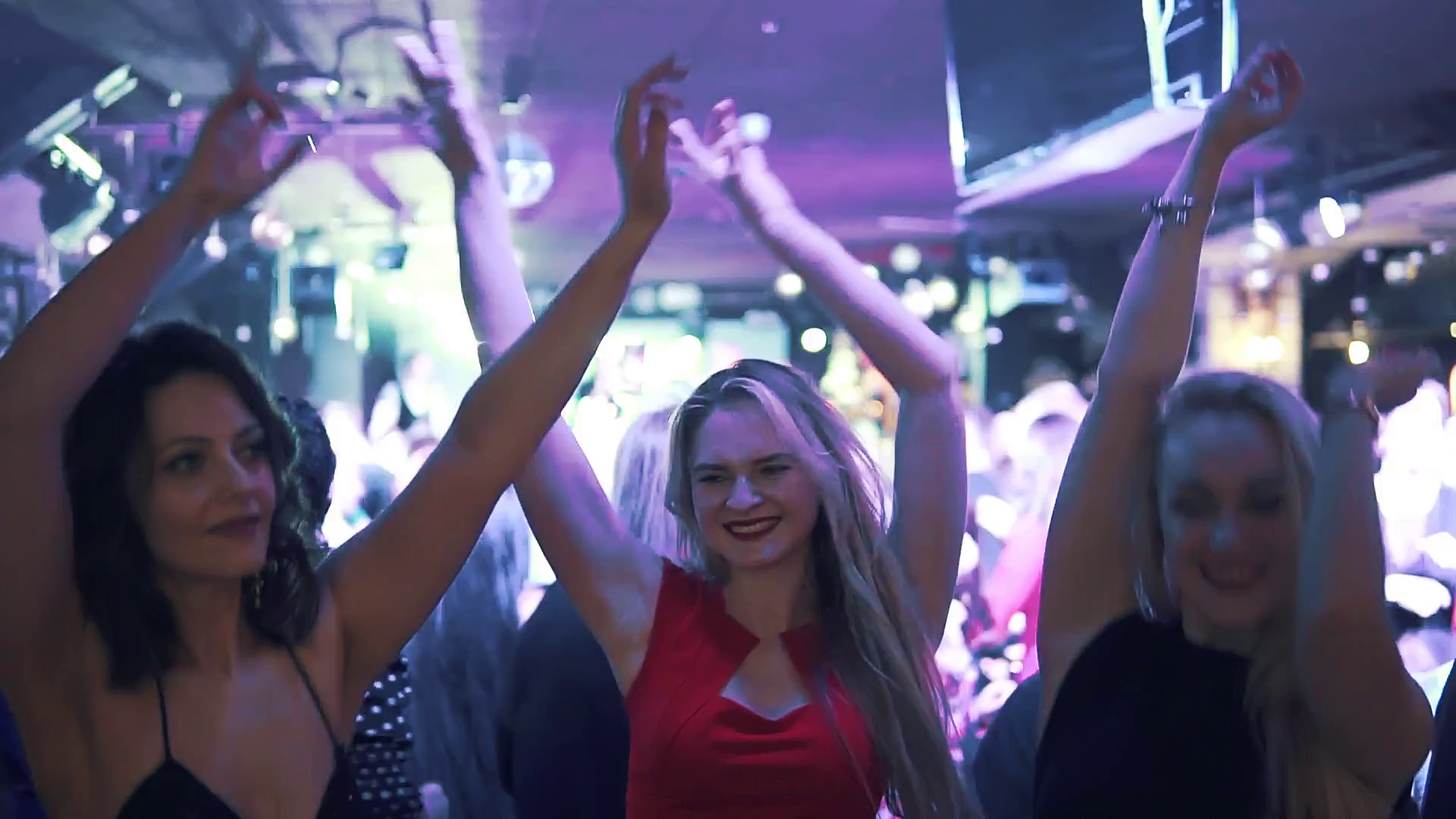 Girlfriends Dancing In Crowd Of People At Stock Footage SBV-331143372 ...