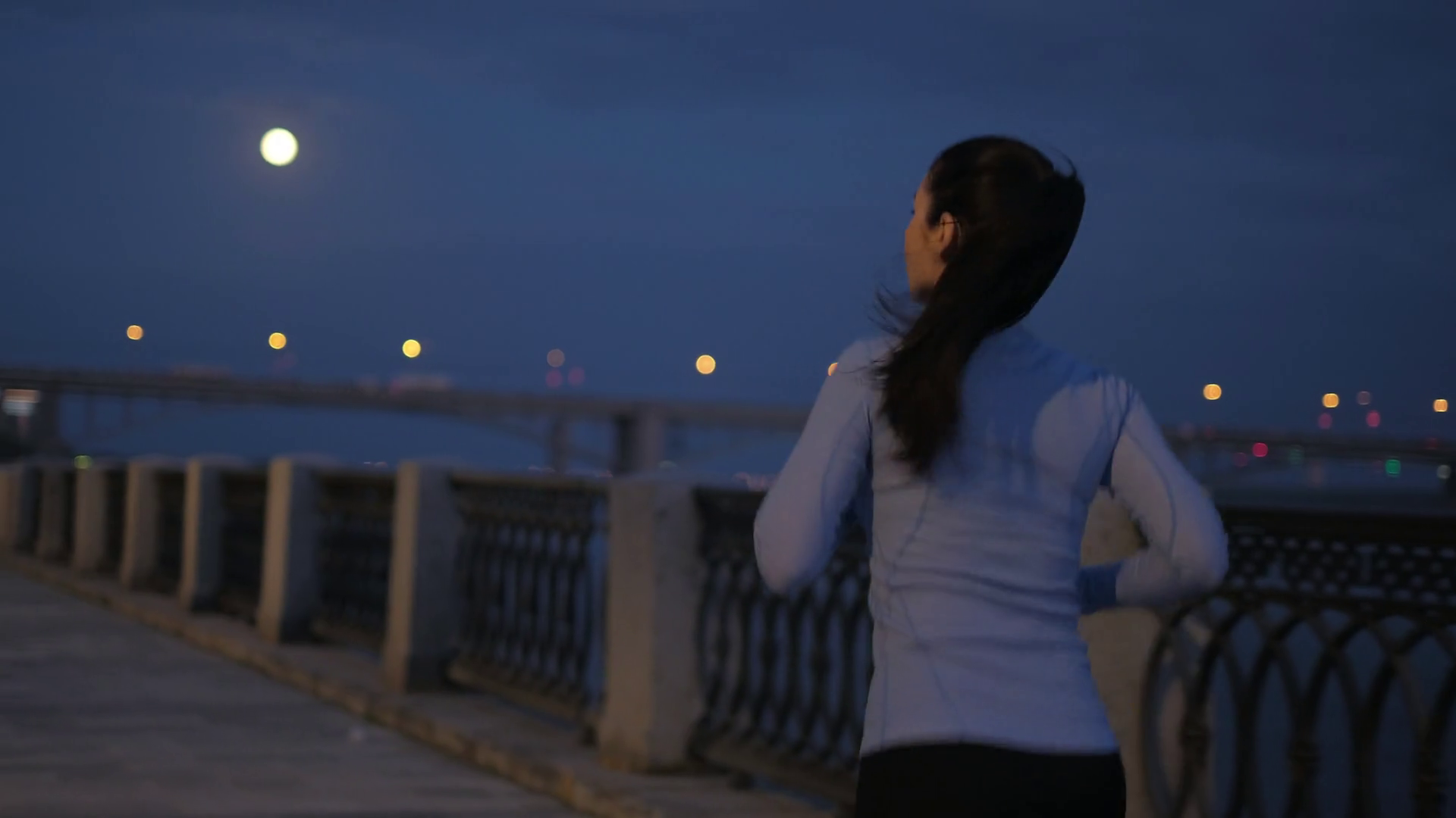 Night Jogging Girl In Sports Clothes Runs Stock Footage SBV-323883739 ...