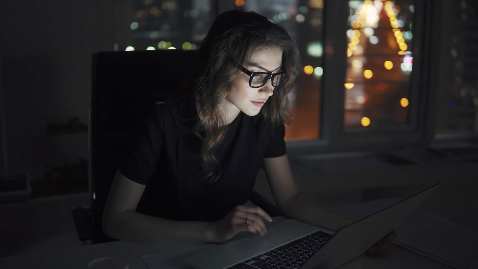 Self-employed Working Late In Office Girl In Stock Footage SBV ...
