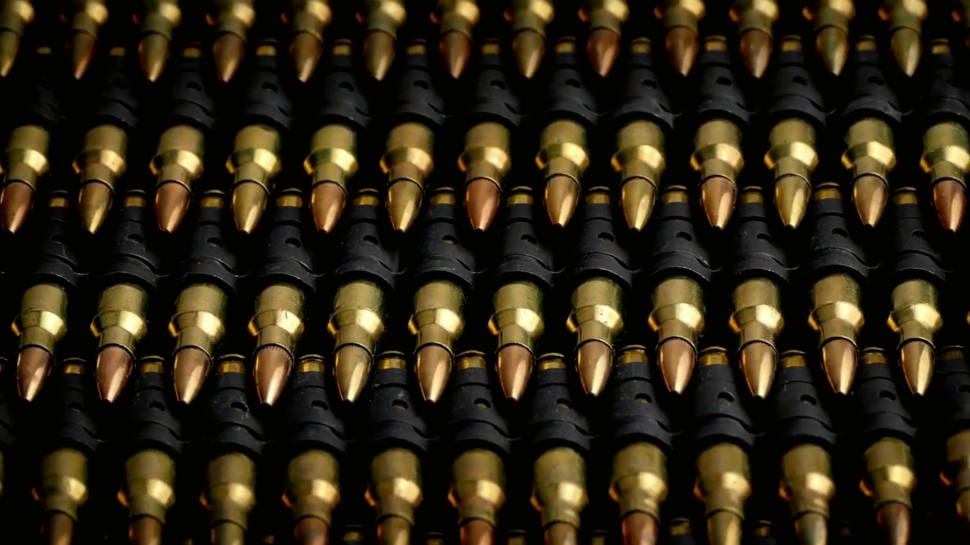 Ammunition Belt With Rifle Bullets Close-up Stock Footage SBV-353474604 ...