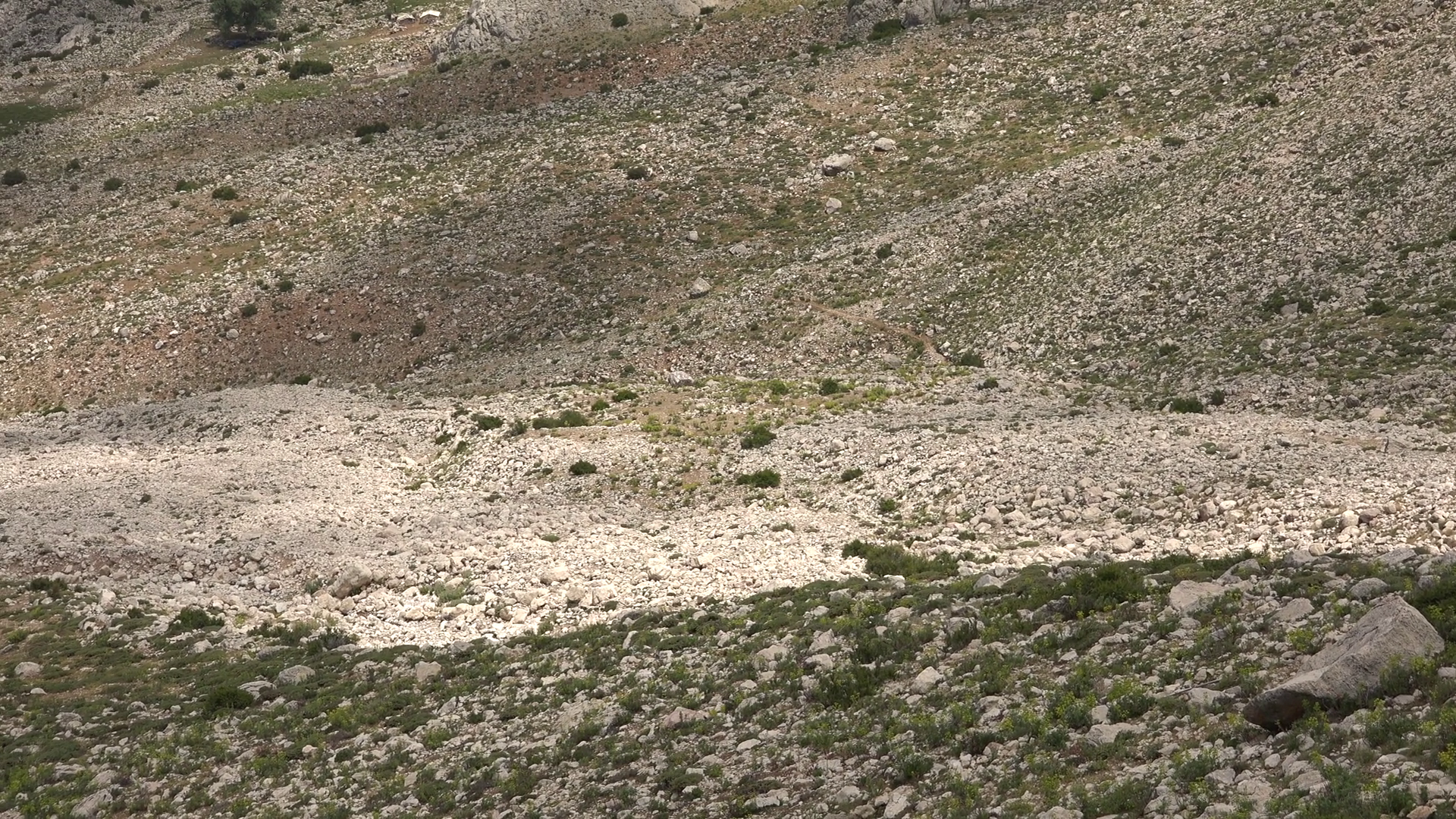 Dry Riverbed Among Treeless Mountains Hills Stock Footage SBV-352941696 ...