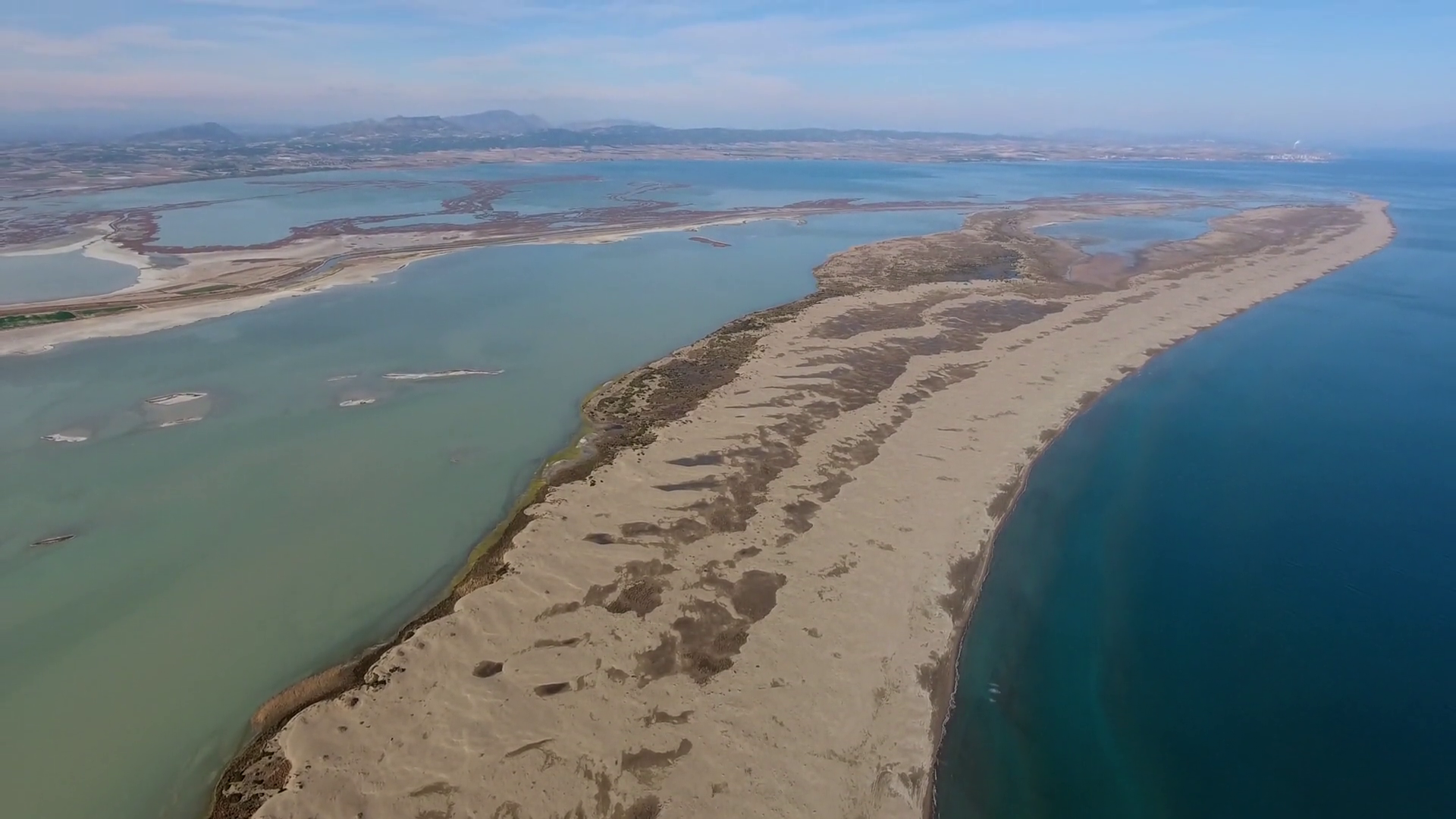 Aerial View Of Sand Barrier Separating Sea Stock Footage SBV-352958447 ...