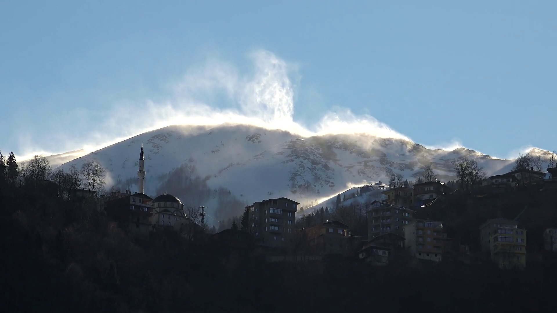 Snowstorm Of Flying Powder Snow On Snowy Stock Footage SBV-347369895 ...