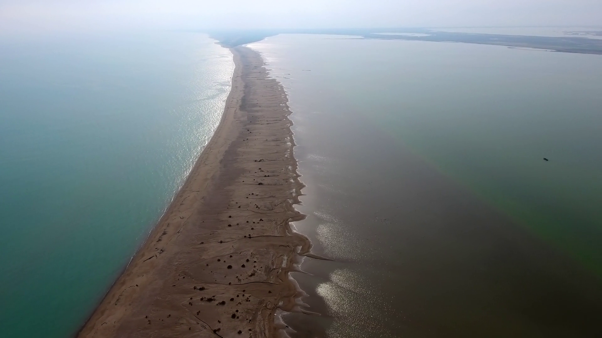 Aerial View Of Long Thin Tombolo Cluster Of Stock Footage SBV-347486181 ...