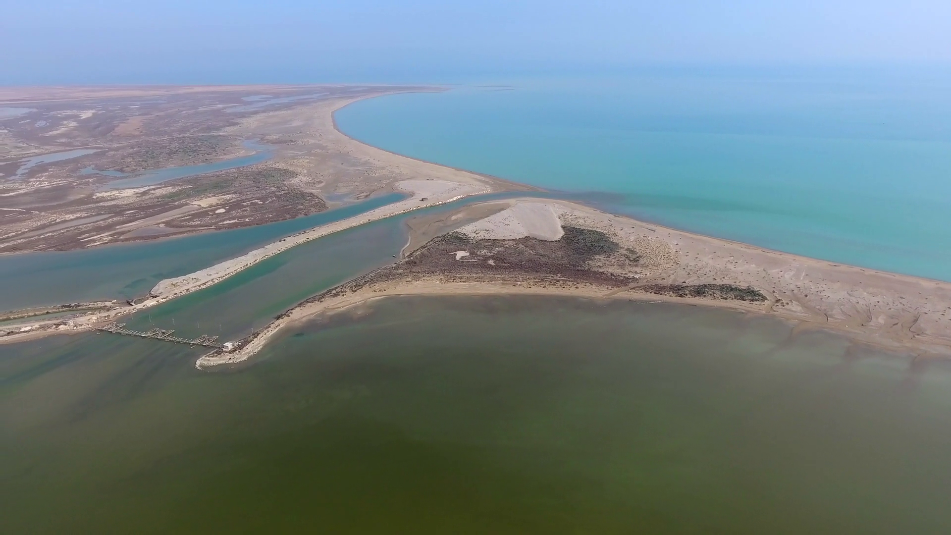 Aerial View Of Coastal Lake Lagoon Tombolo Stock Footage SBV-347488248 ...