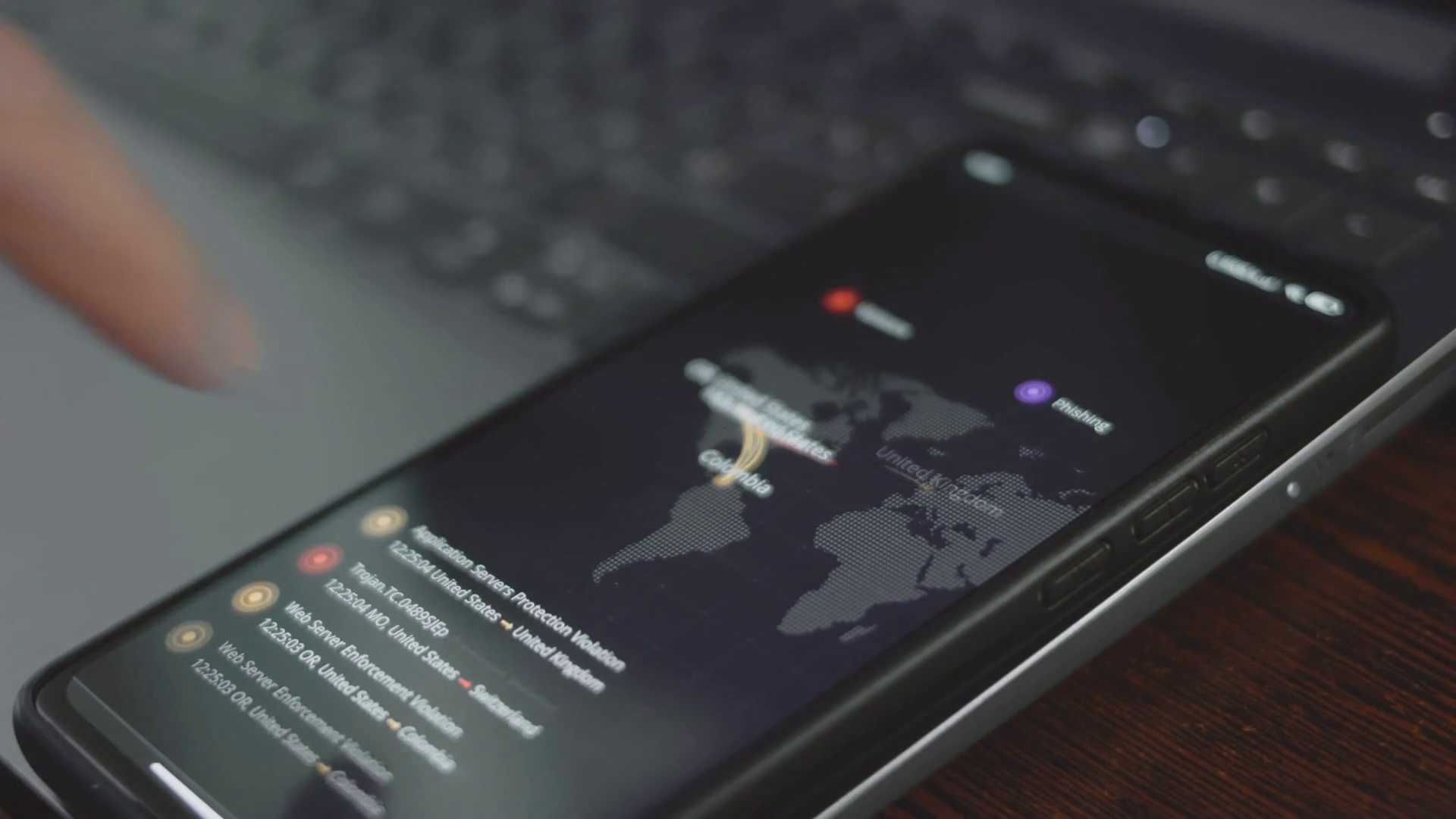 Global Cyber Attack With World Map On Mobile Stock Footage SBV-348503002 - Storyblocks