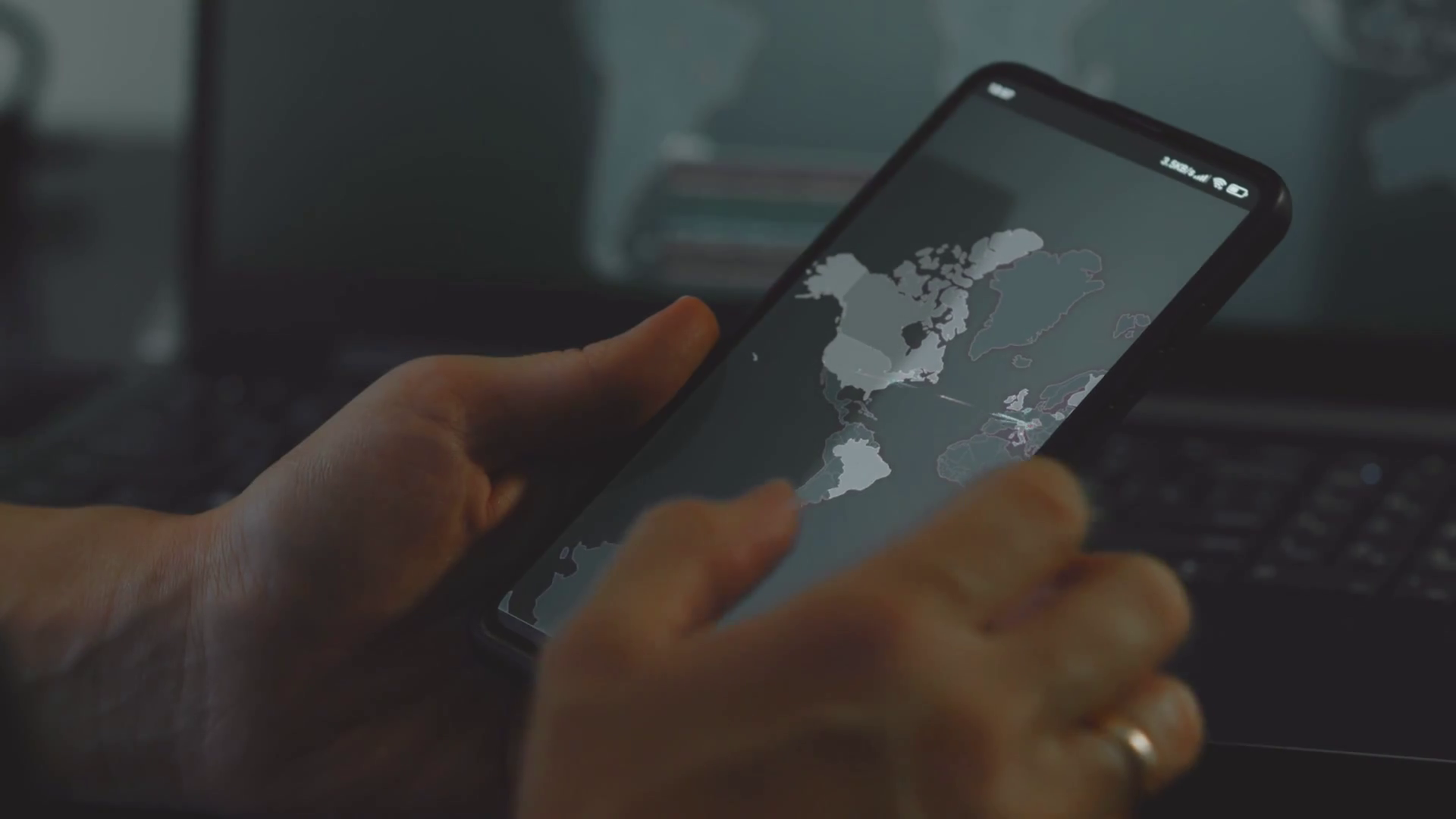 Global Cyber Attack With World Map On Mobile Stock Footage SBV ...