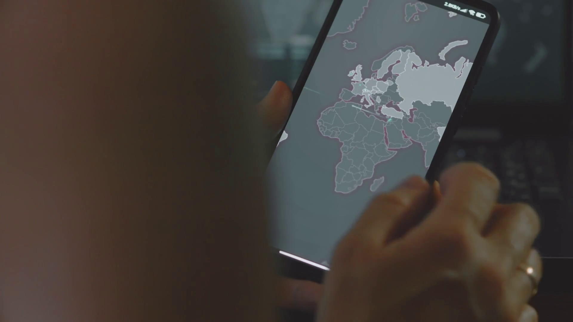 Global Cyber Attack With World Map On Mobile Stock Footage SBV ...