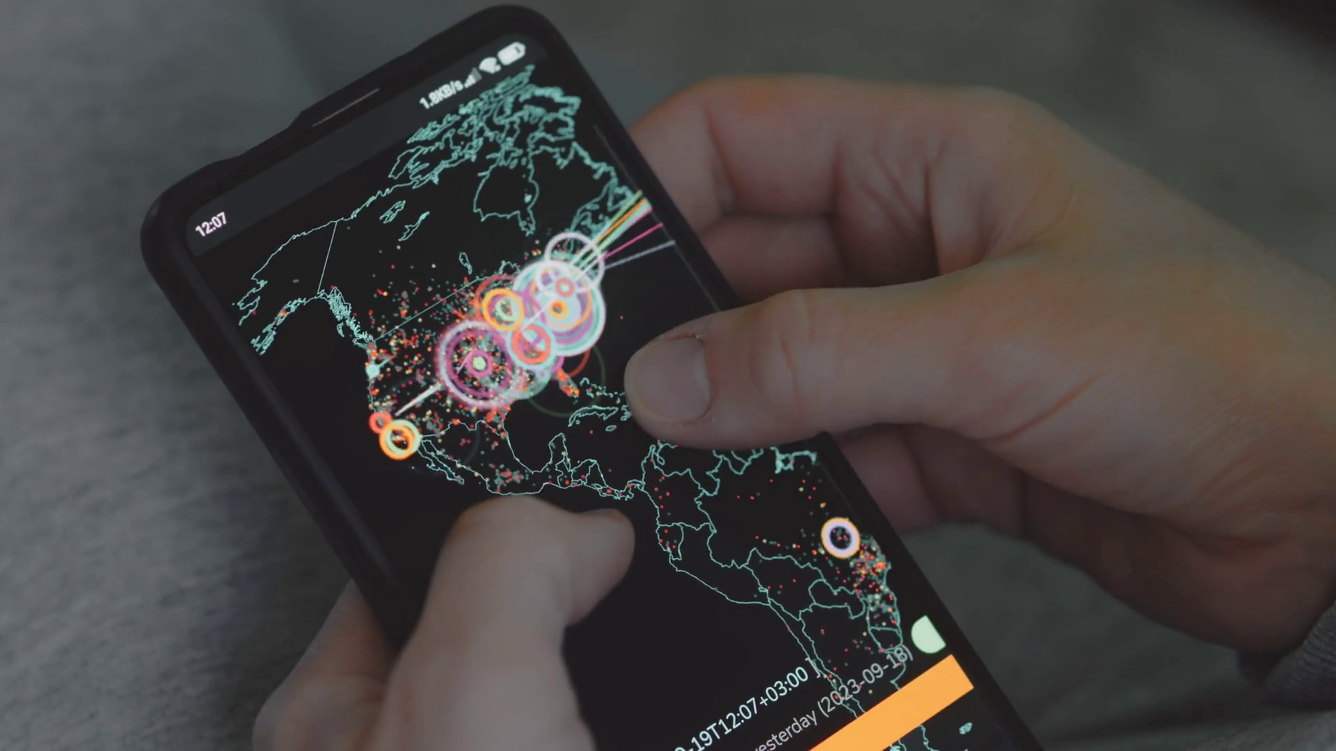 Global Cyber Attack With World Map On Mobile Stock Footage SBV-348506480 - Storyblocks