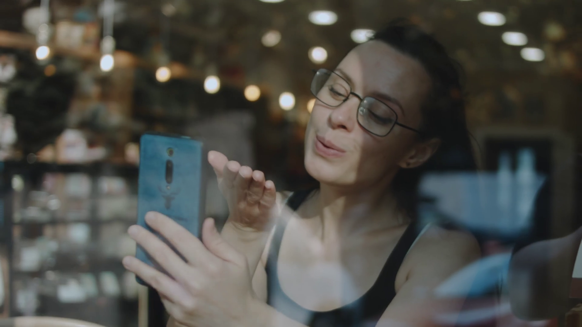 Young Woman Holding Cell Phone Talking To On Stock Footage SBV ...
