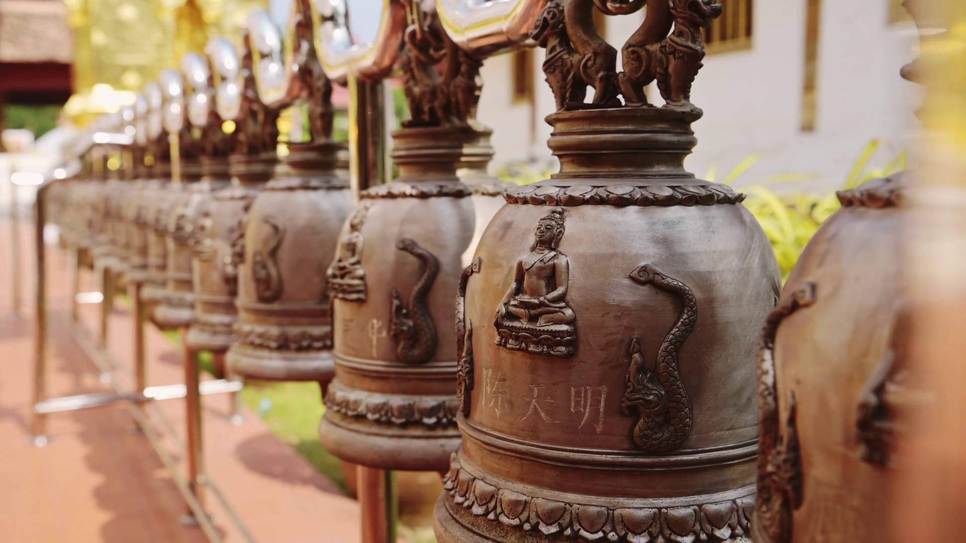 Buddhist Prayer Bells At Temple In Thailand Stock Footage SBV-352948215 ...