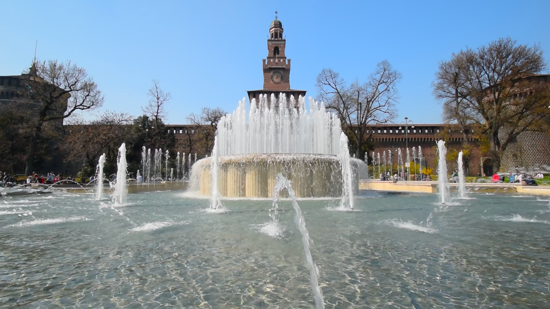 Castello Sforzesco Milan Italy: Fountain On Stock Footage SBV-306434099 ...