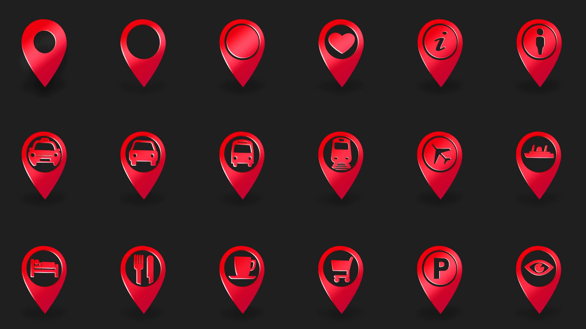 Icon Set Map Pins Stock Motion Graphics SBV-314766525 - Storyblocks