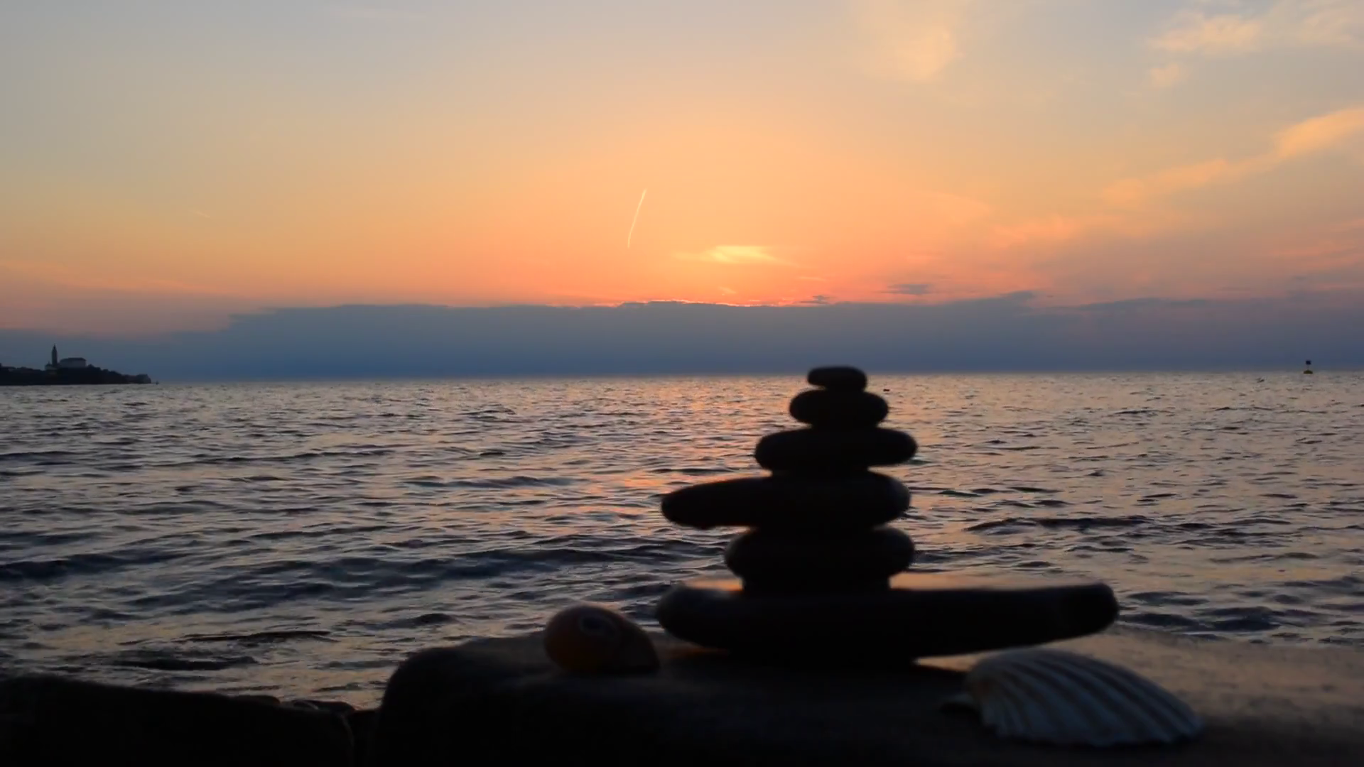 Zen symbol at sea sunset background Stock Video Footage - Storyblocks