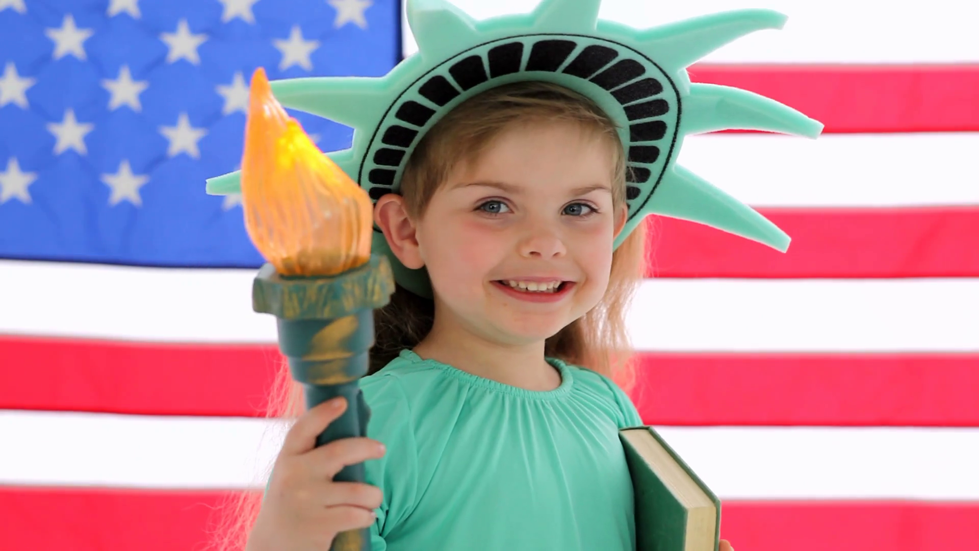 Young Girl Dressed Like Statue Of Liberty Stock Footage SBV-348368005 ...