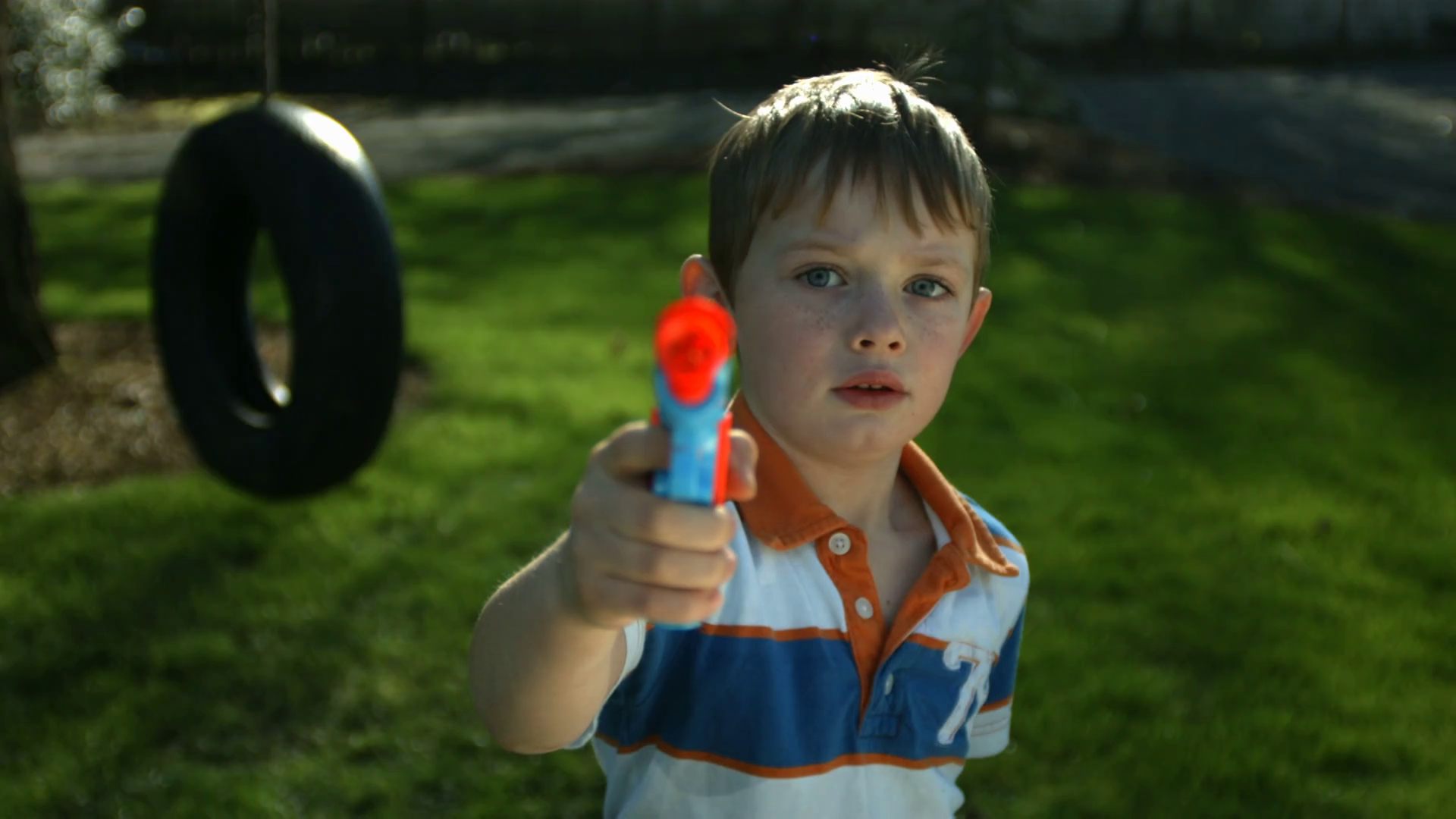 Young Boy Shooting Toy Gun At Camera Stock Footage SBV-348368818 ...