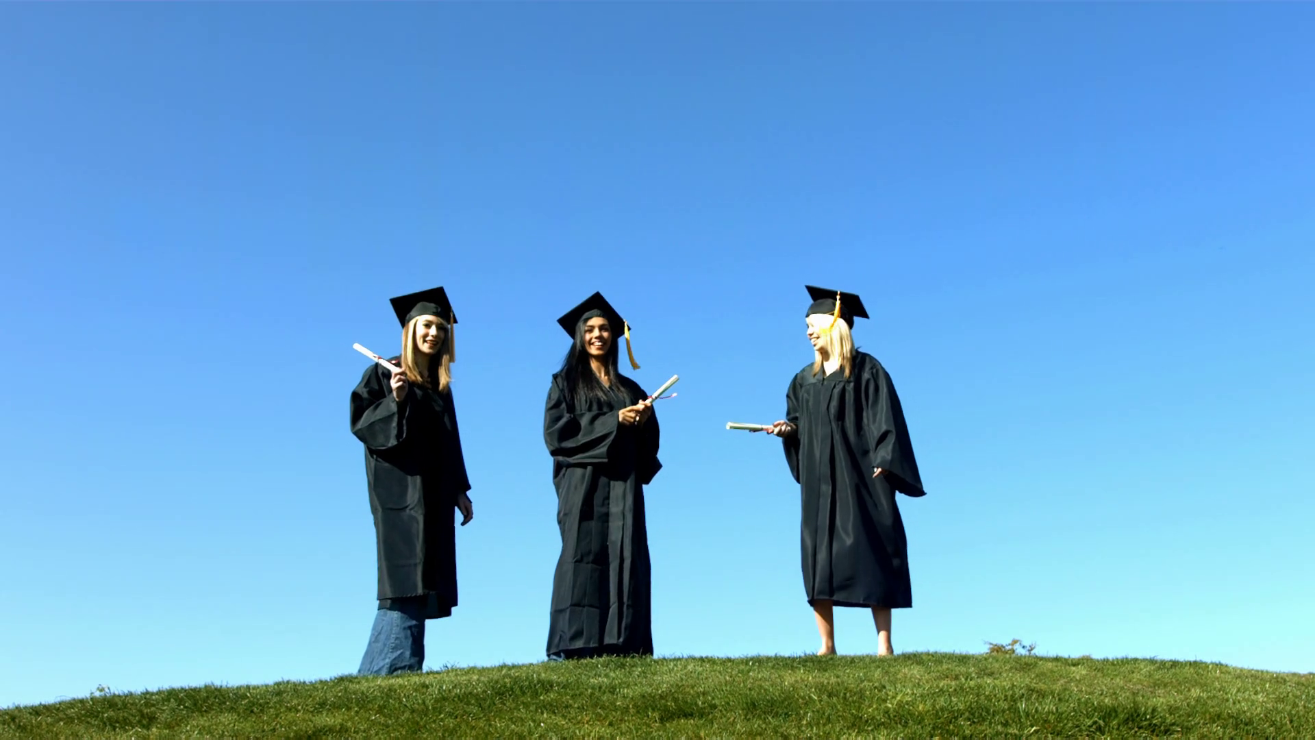 Three Graduates Jumping Celebrating Stock Footage SBV-348369202 ...