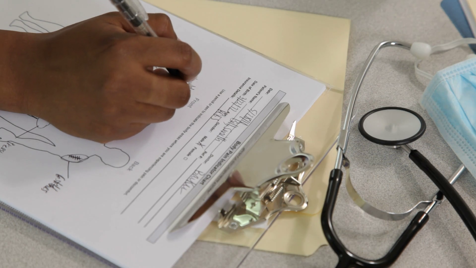 Nurse Fills Out Medical Paperwork Closeup Stock Footage SBV-348369406 ...