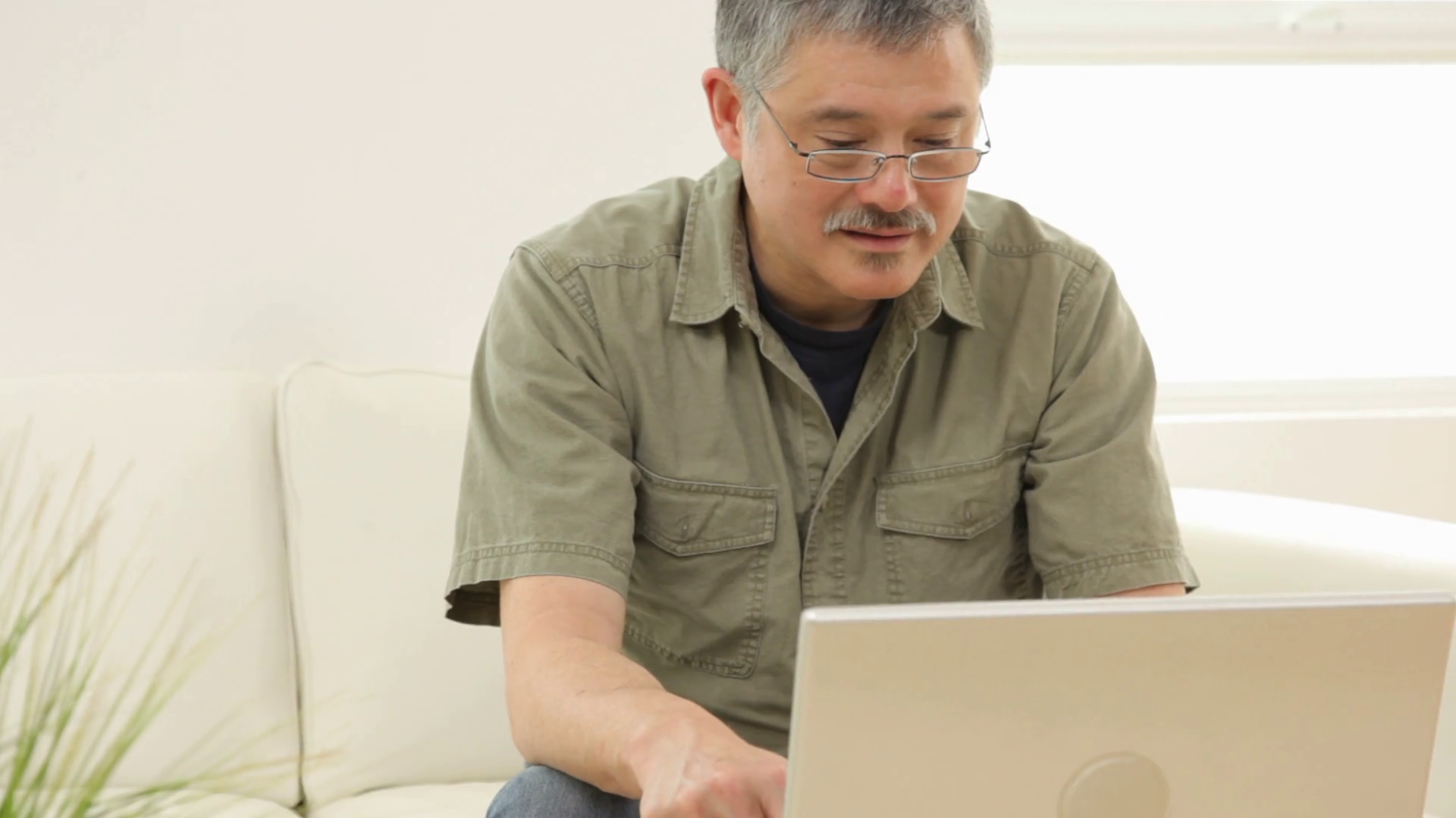Mature Asian Man With Laptop Computer & Stock Footage SBV-348369573 ...