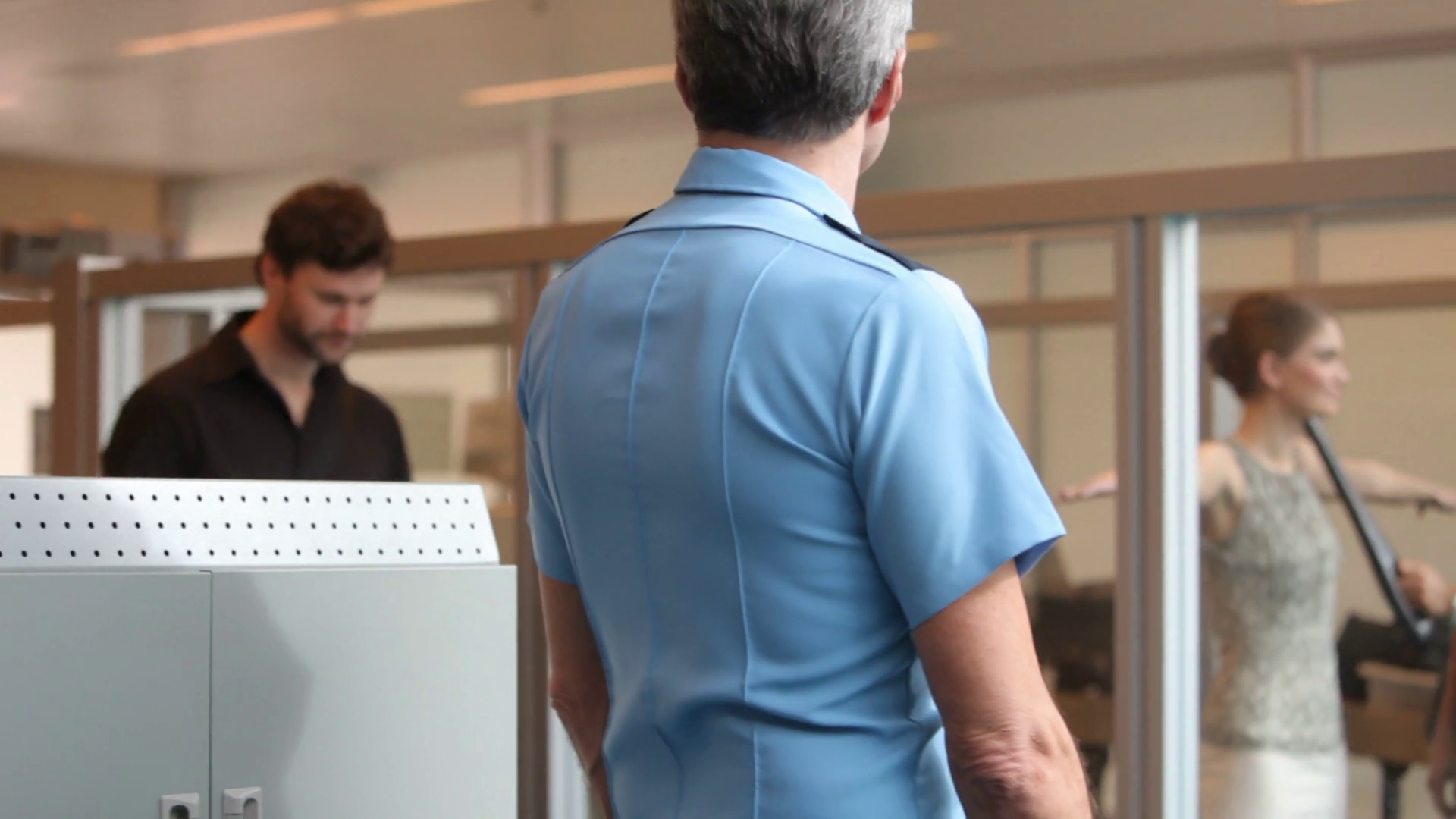 Airport Security Person Checks Passports Stock Footage SBV-348371527 ...