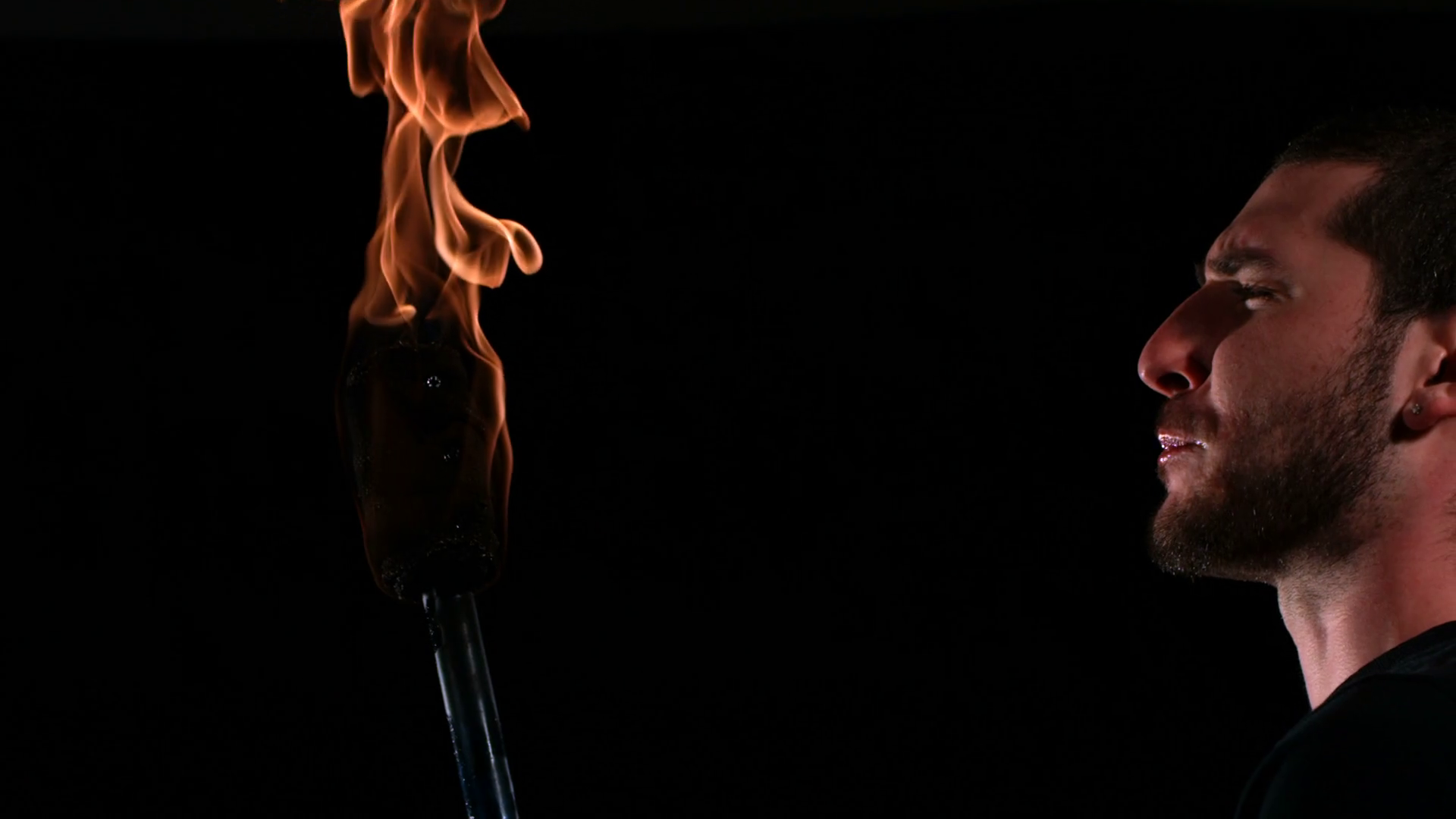 Man Breathing Fire Close Up Slow Motion Stock Footage SBV-347577869 ...