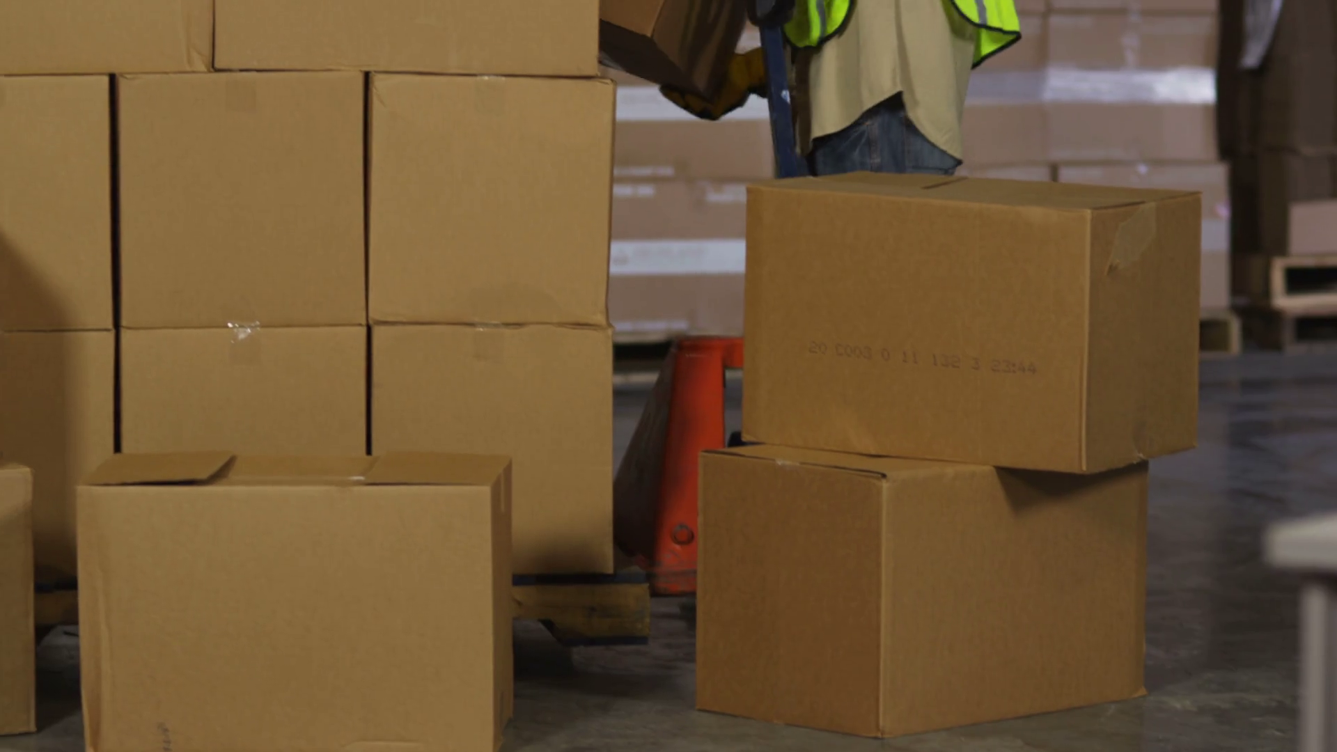 Industry Workers Stack Boxes In Shipping Stock Footage SBV-347578977 ...
